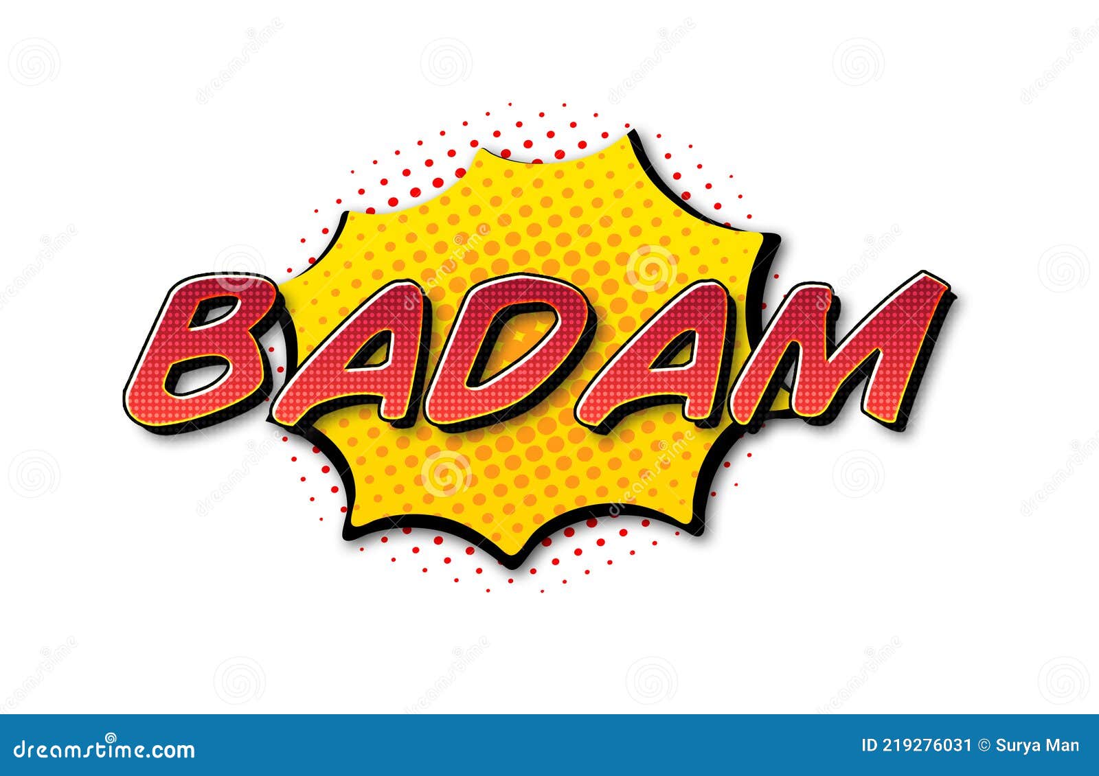 BADAM Comic Speech 3d Text Style Effect Mockup On White Background ...