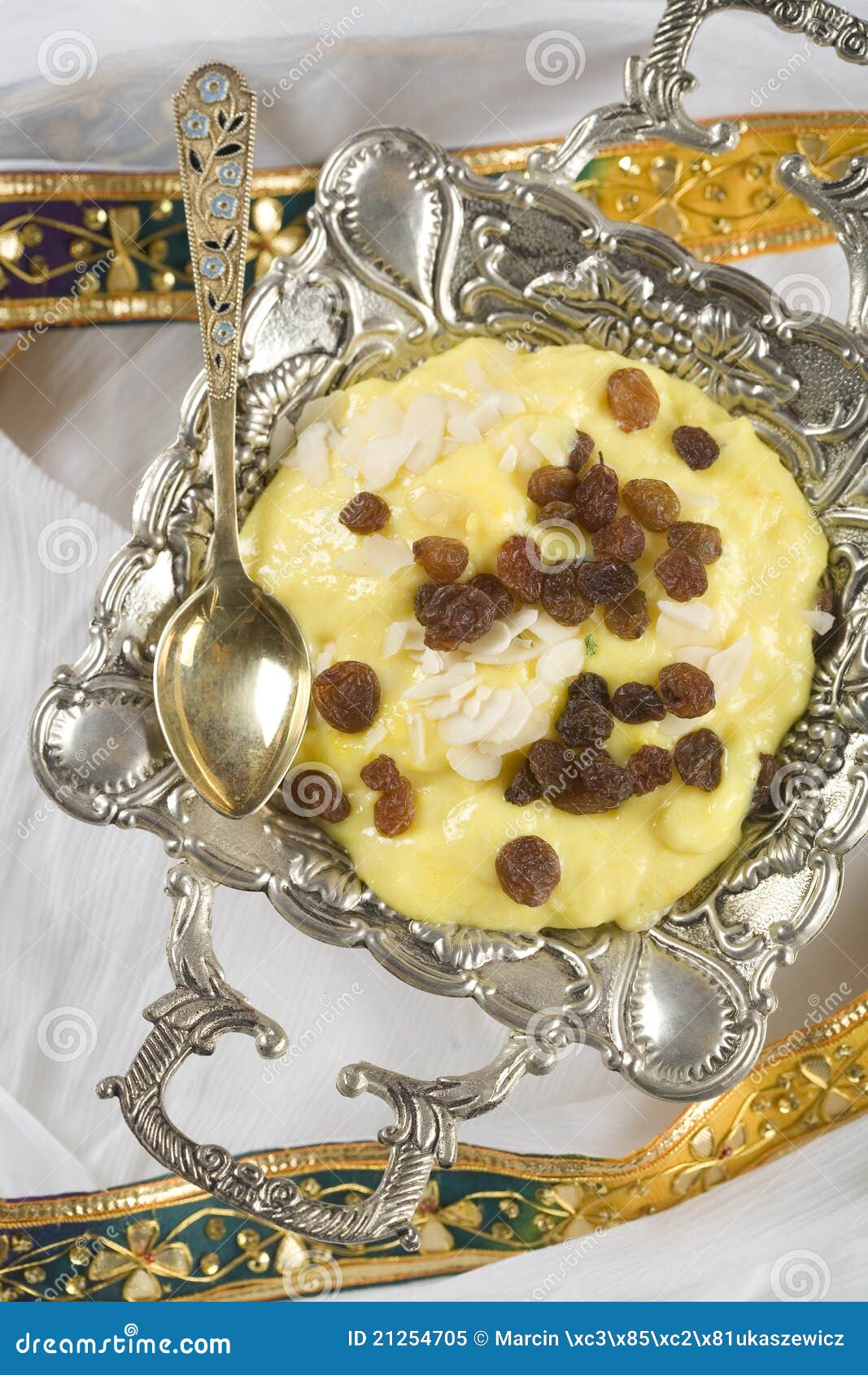 Badam Phirni, Almond Pudding. Stock Image - Image of yellow, raisins ...