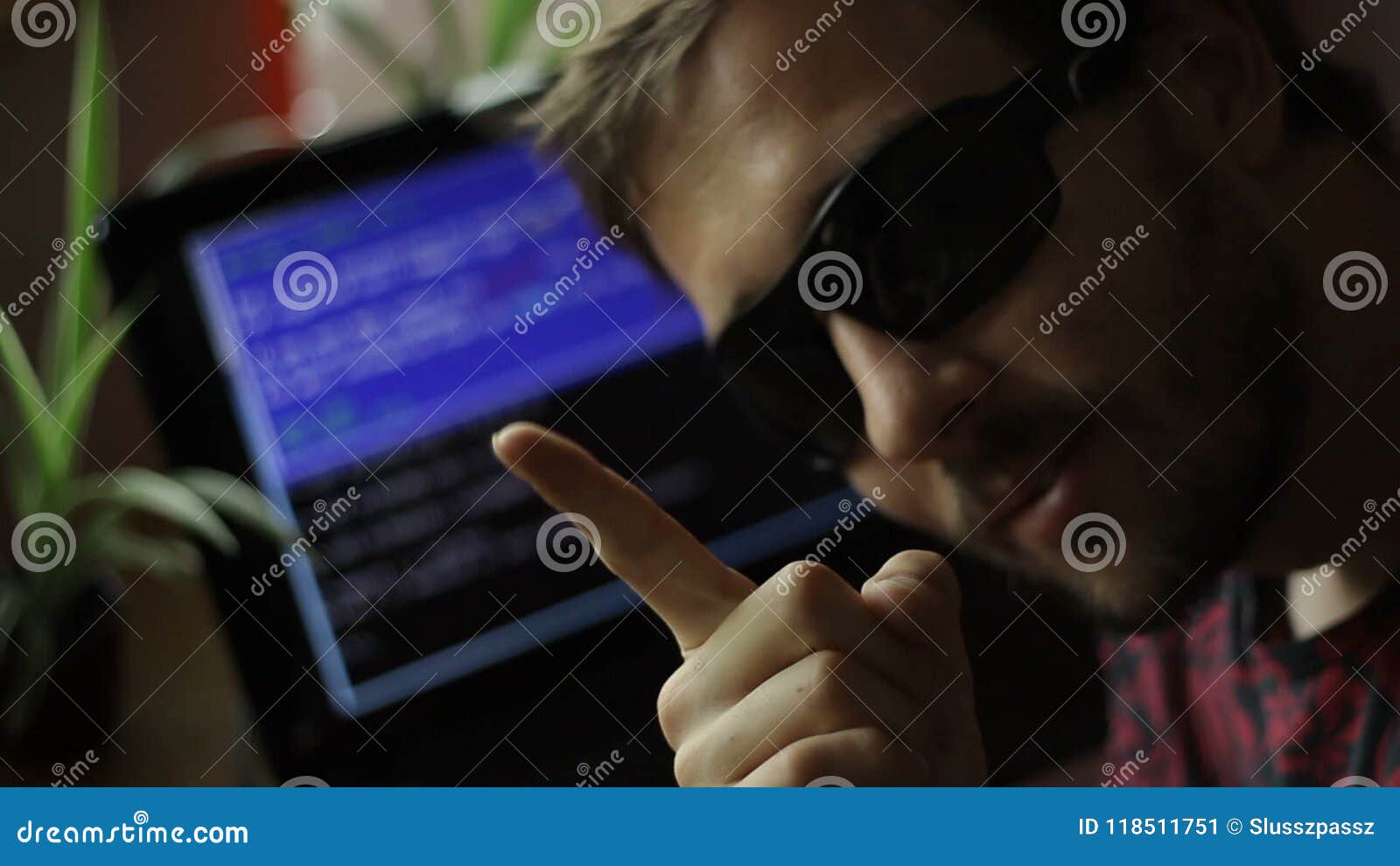 Hacker Stereotype Pointing at the Camera Stock Video - Video of monitor ...