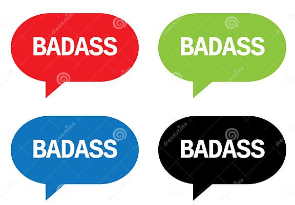 BADASS Text, on Rectangle Speech Bubble Sign. Stock Illustration ...