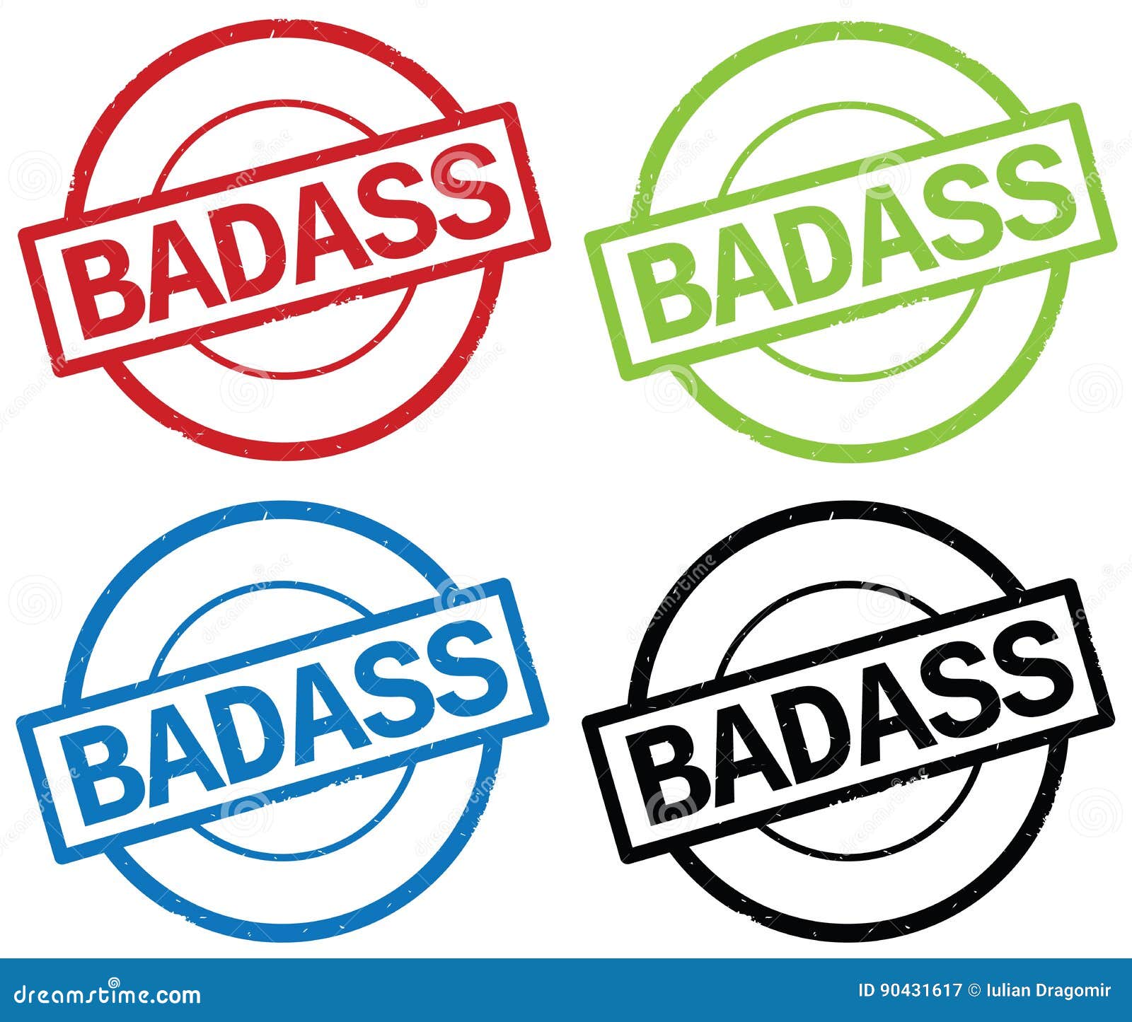 BADASS Text, on Round Simple Stamp Sign. Stock Illustration ...