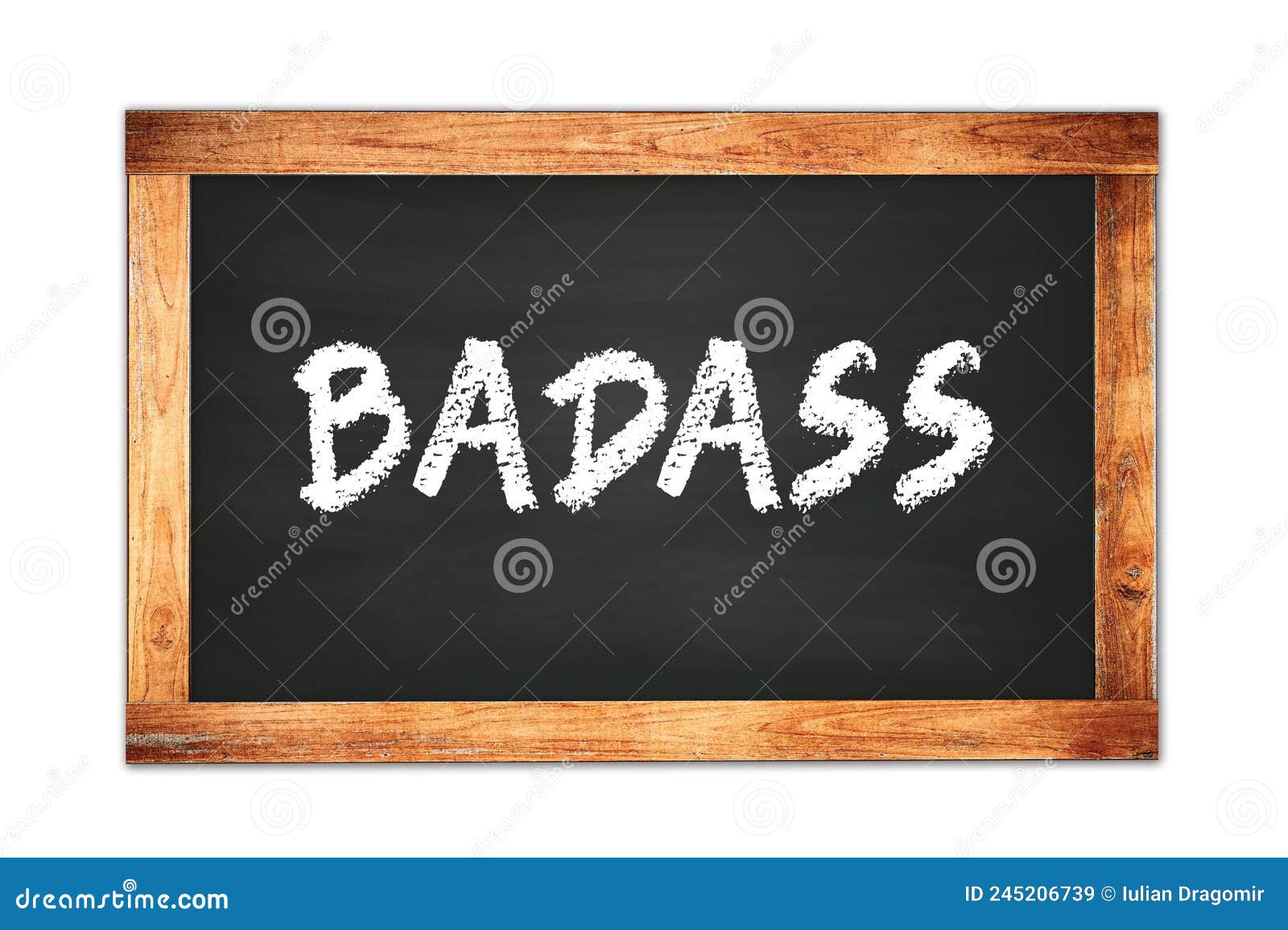 BADASS Text Written on Wooden Frame School Blackboard Stock ...