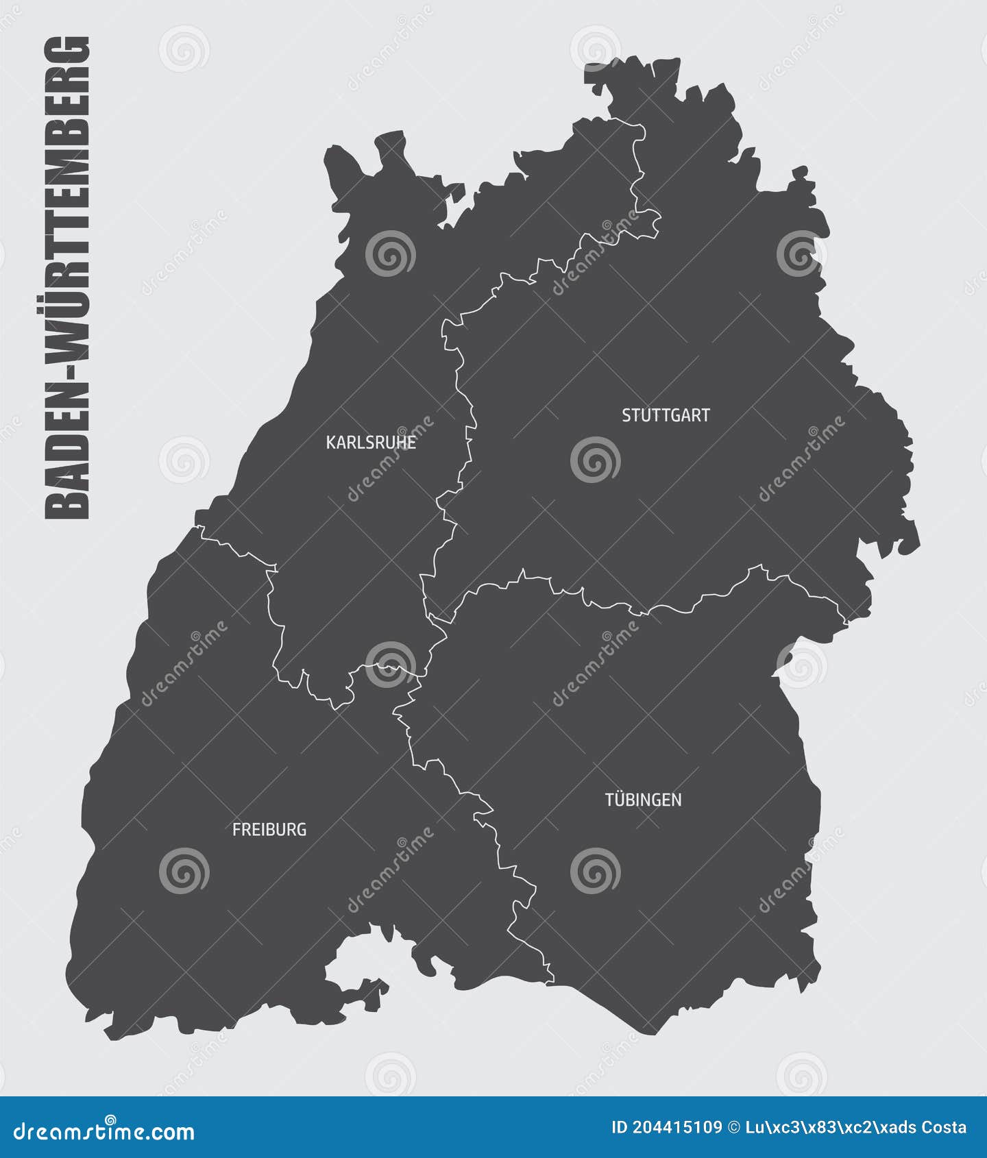 Baden-Wurttemberg State Map Stock Vector - Illustration of country ...