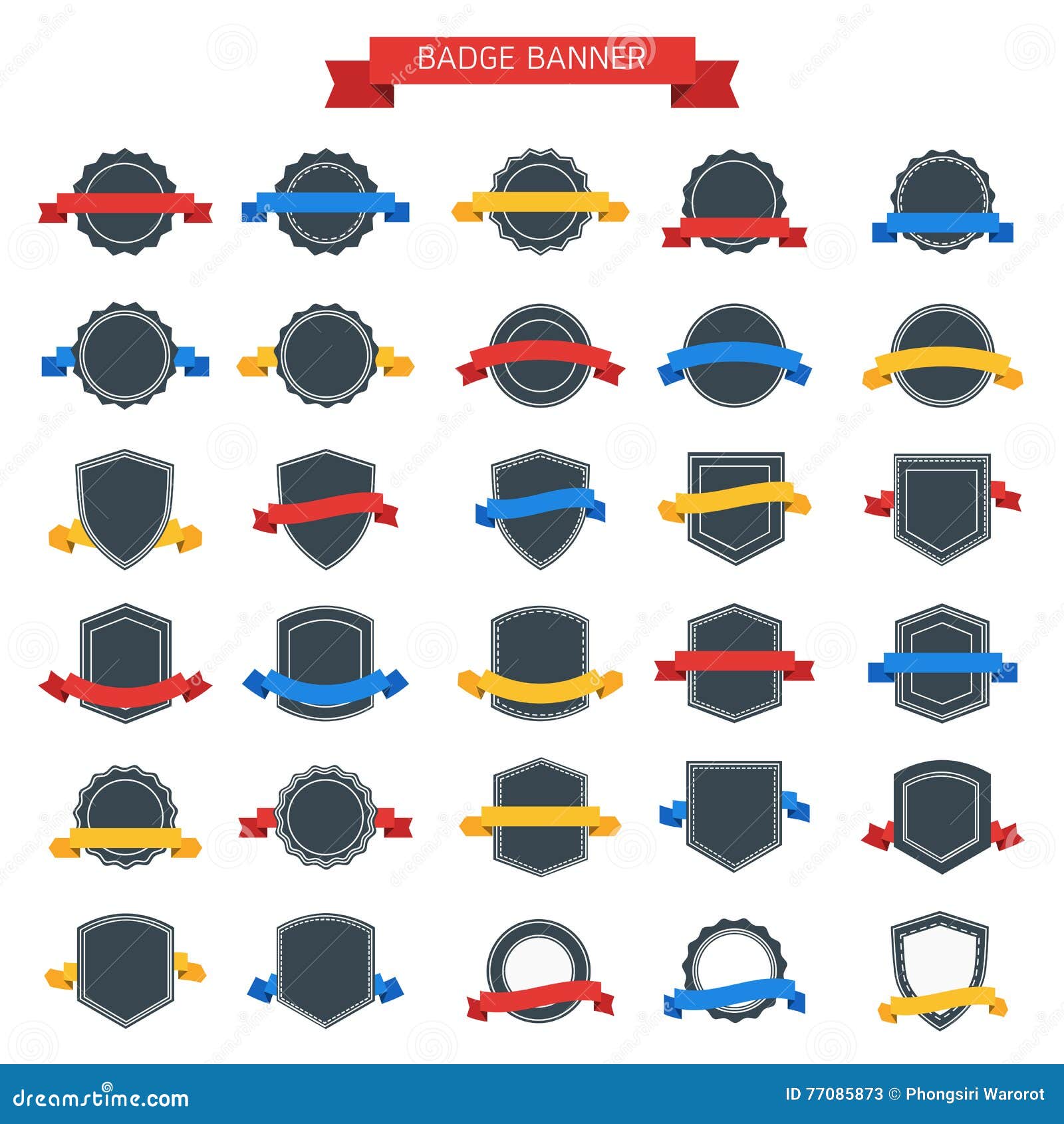 Badge banner stock vector. Illustration of graphic, orange - 77085873