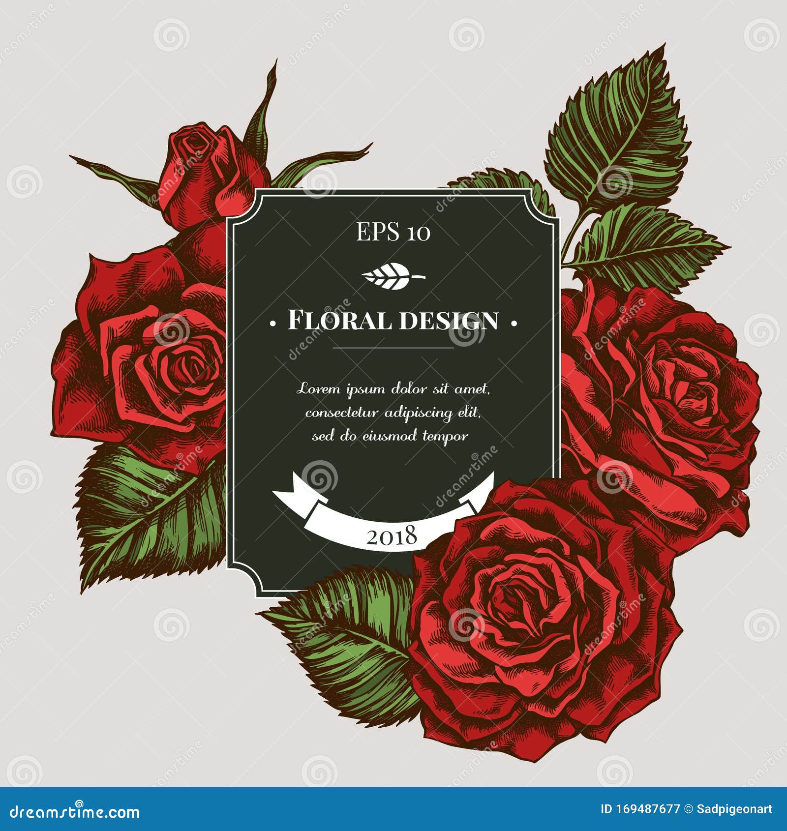 Badge Design with Colored Roses Stock Vector - Illustration of design ...