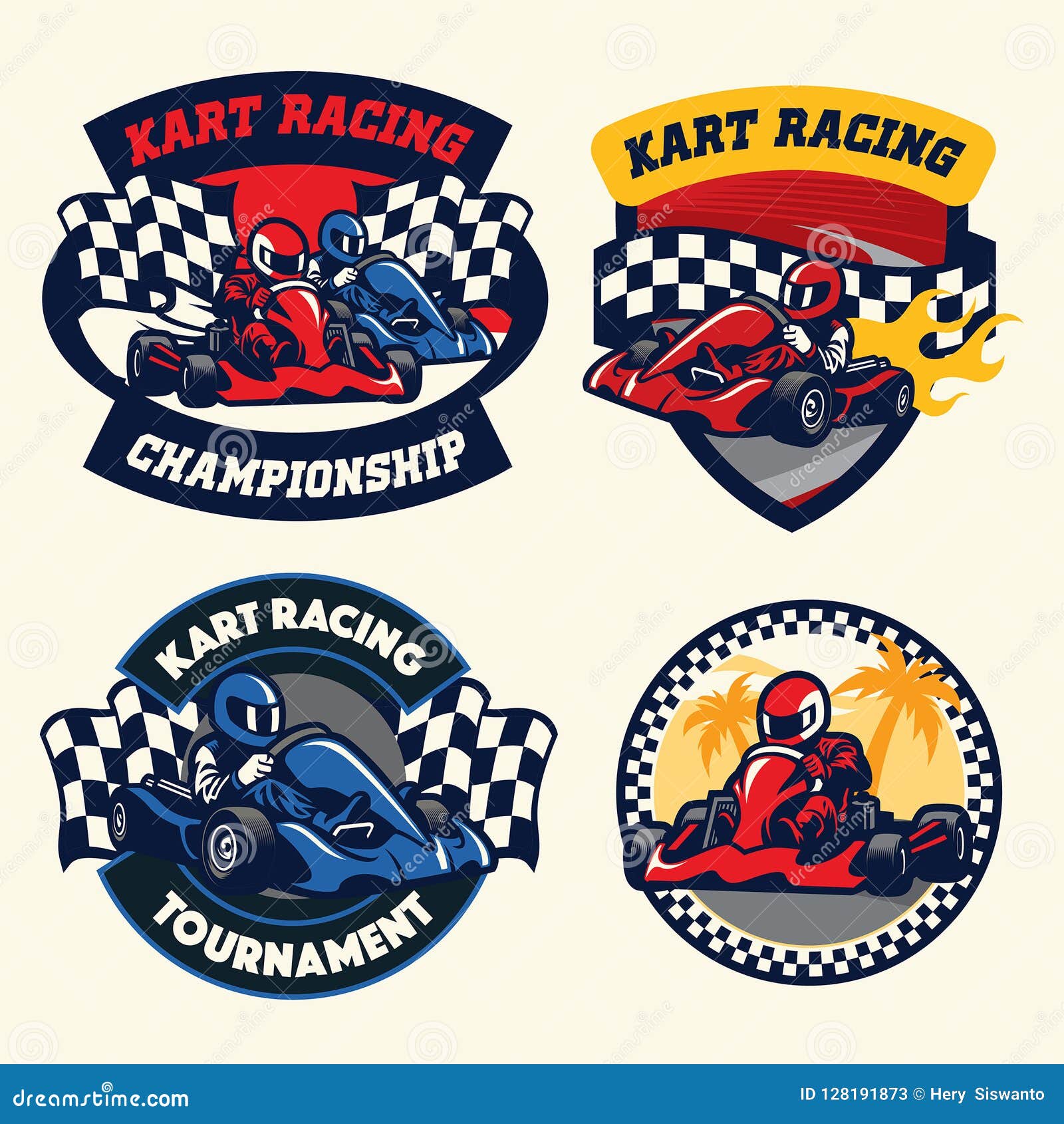 Badge Design Set of Kart Racing Stock Vector - Illustration of circuit ...