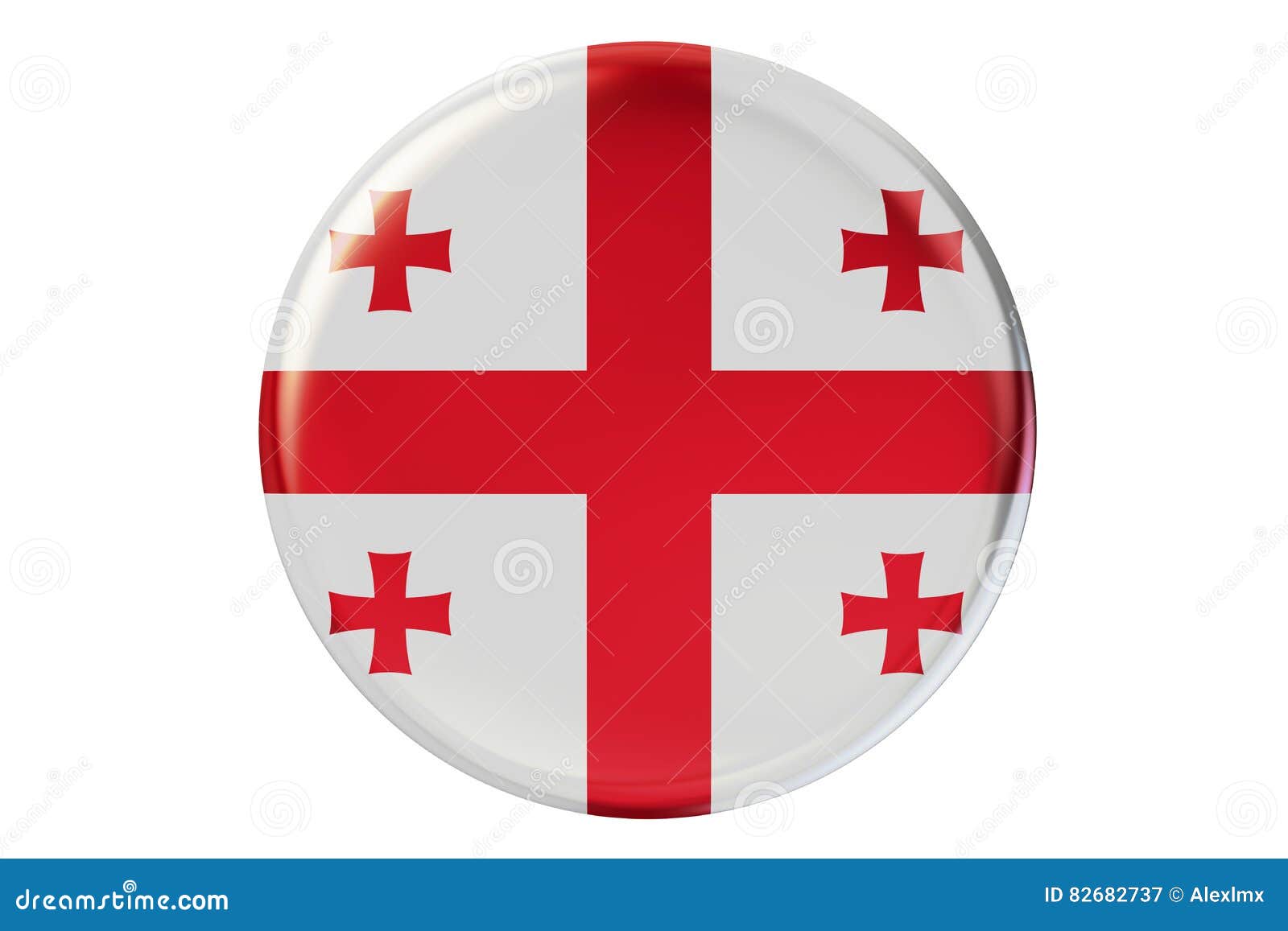 Badge with Flag of Georgia, 3D Rendering Stock Illustration ...