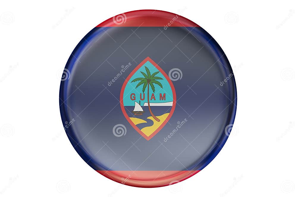 Badge with Flag of Guam, 3D Rendering Stock Illustration - Illustration ...