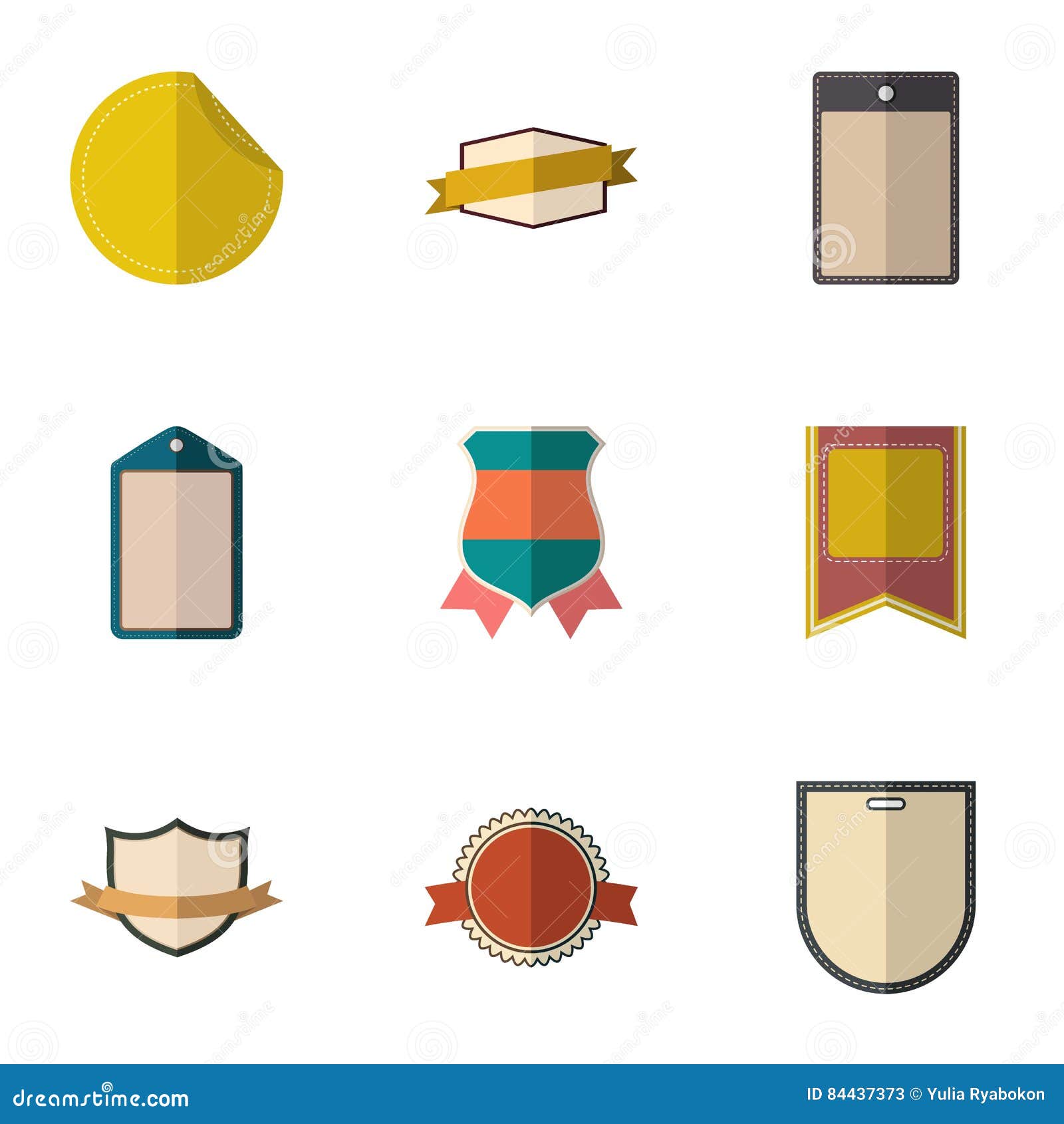 Badge Icons Set, Flat Style Stock Vector - Illustration of menu, flat ...