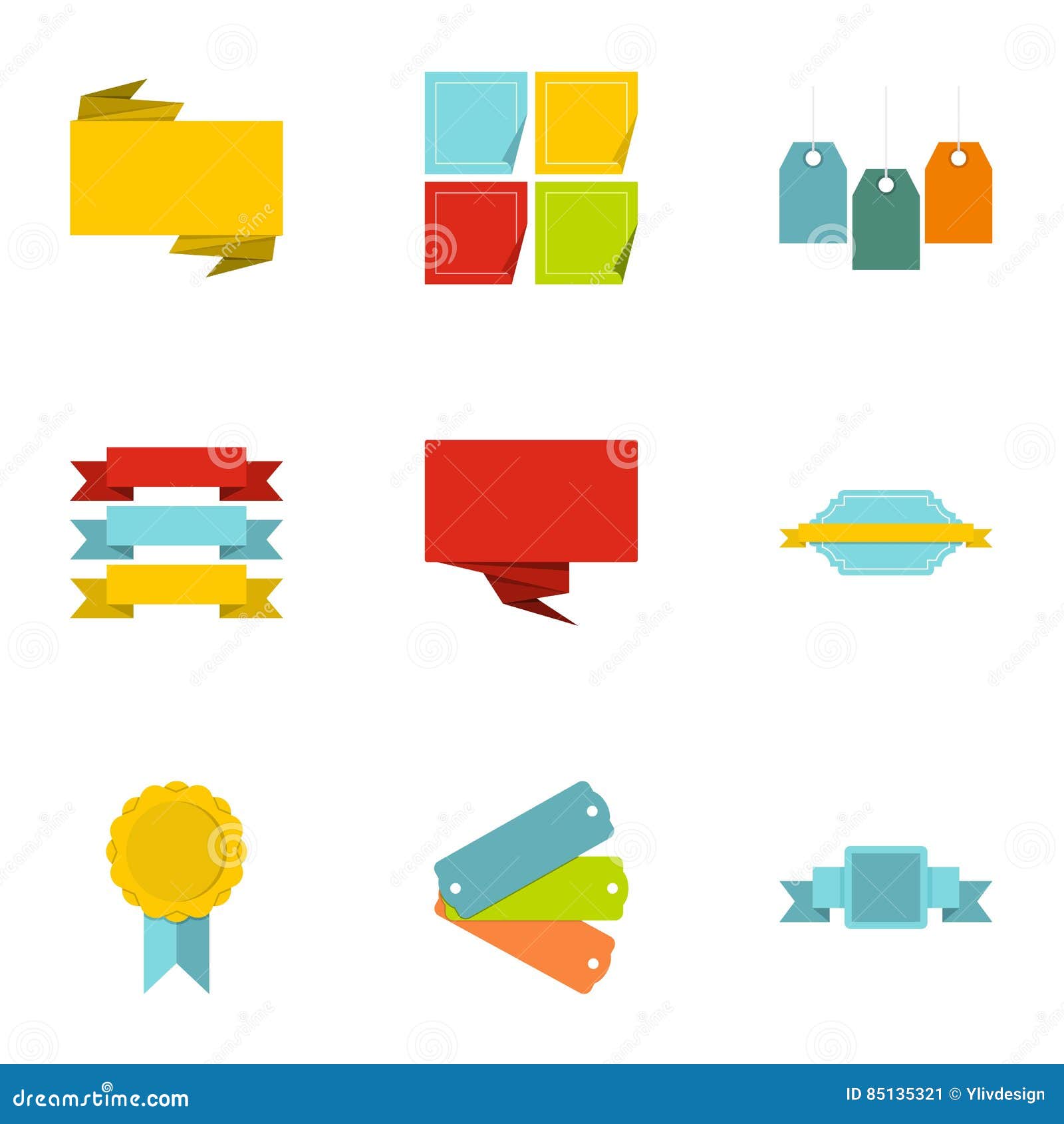 Badge Icons Set, Flat Style Stock Vector - Illustration of banner ...