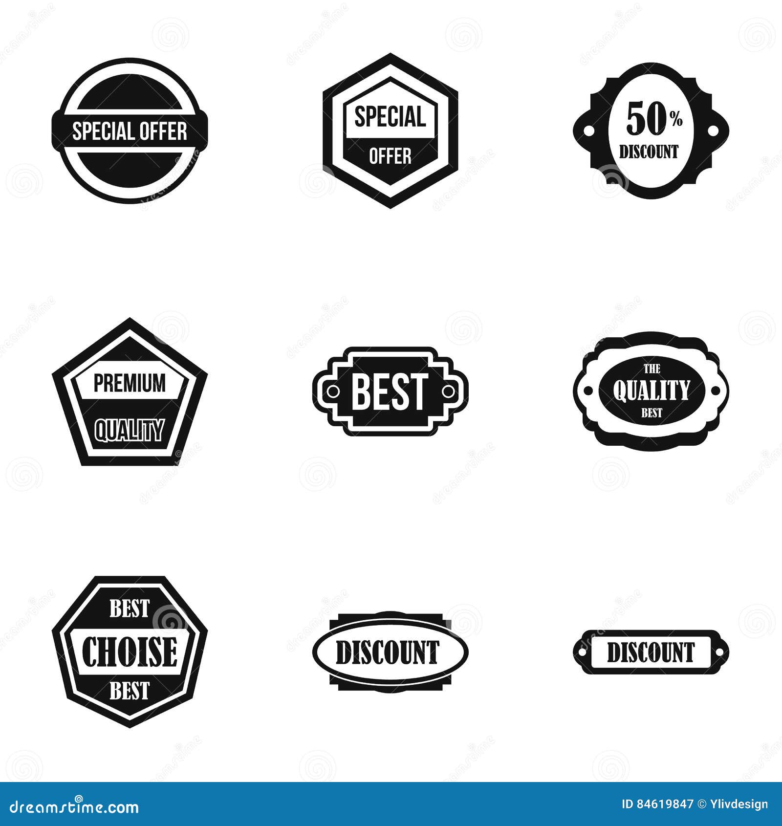 Badge Icons Set, Simple Style Stock Vector - Illustration of sign ...