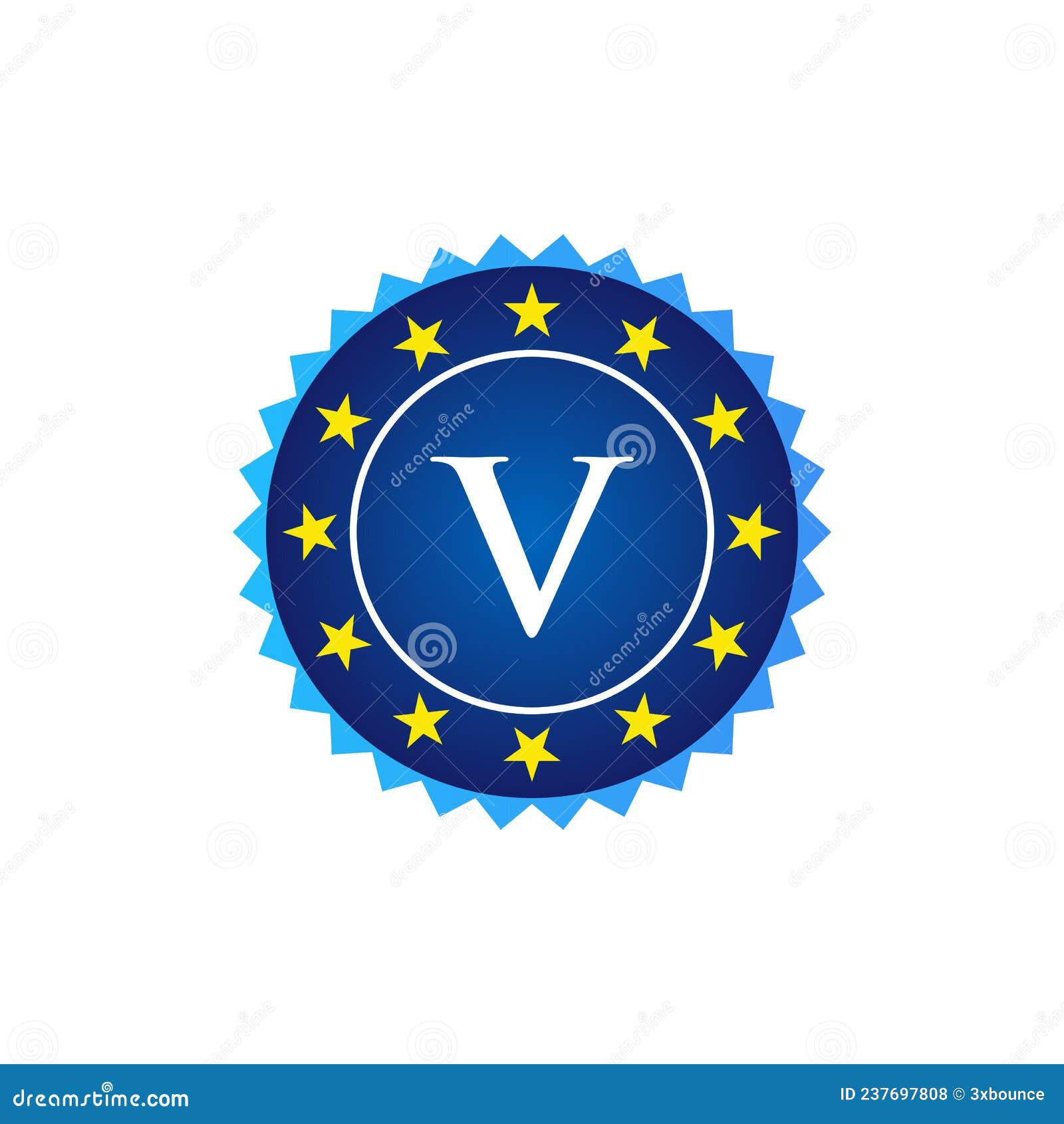 Badge and Label Logo Design on Letter V. V Letter Vintage Badge Retro ...