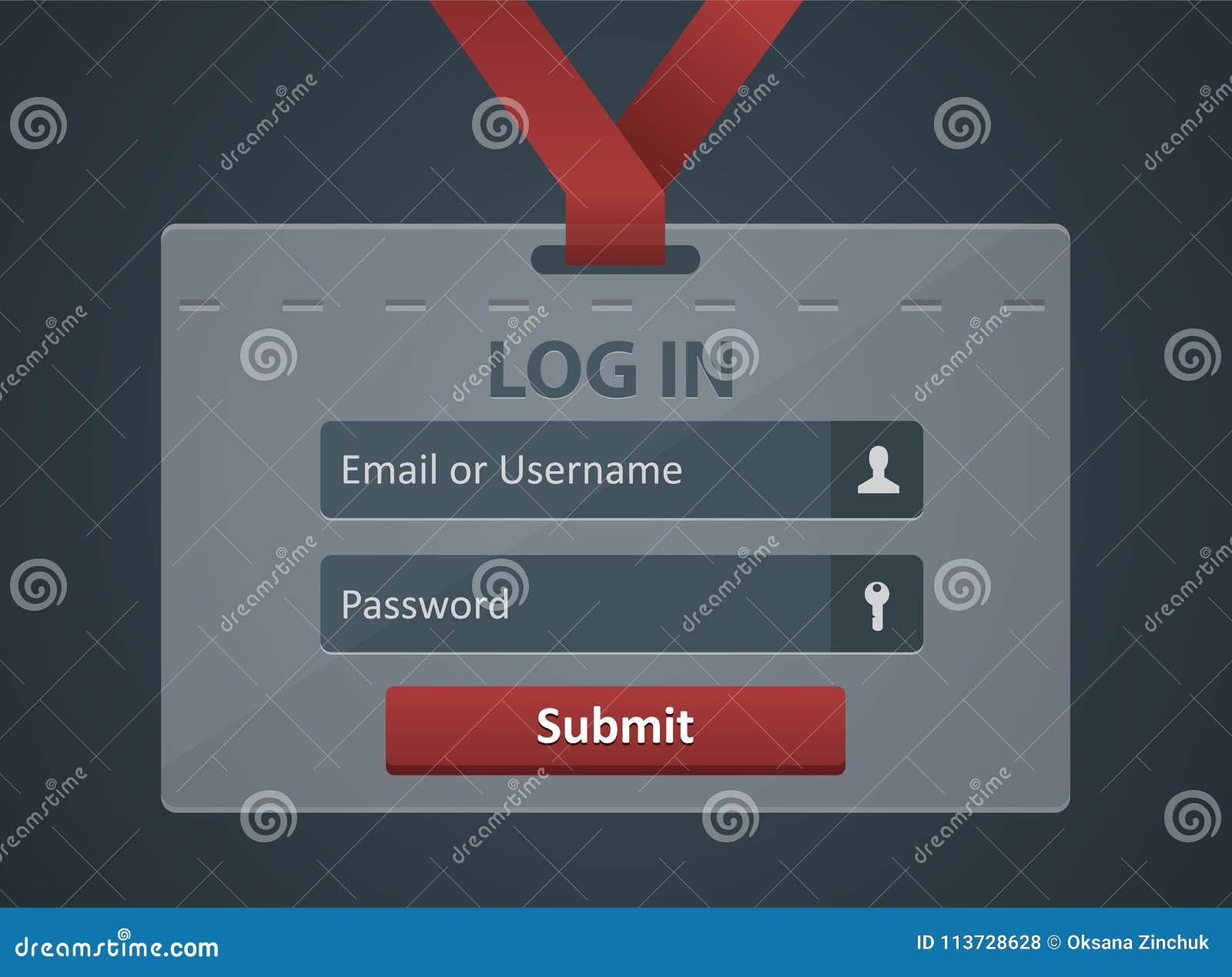 Badge with Login Form. Plastic Badge Stock Vector - Illustration of ...