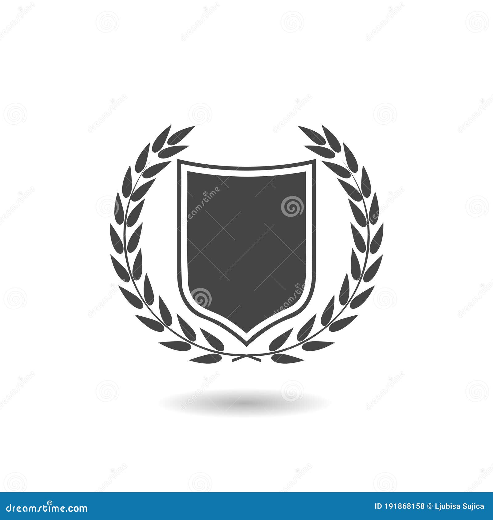 Badge and Logo of an Empty Royal Shield with a Laurel Wreath with ...