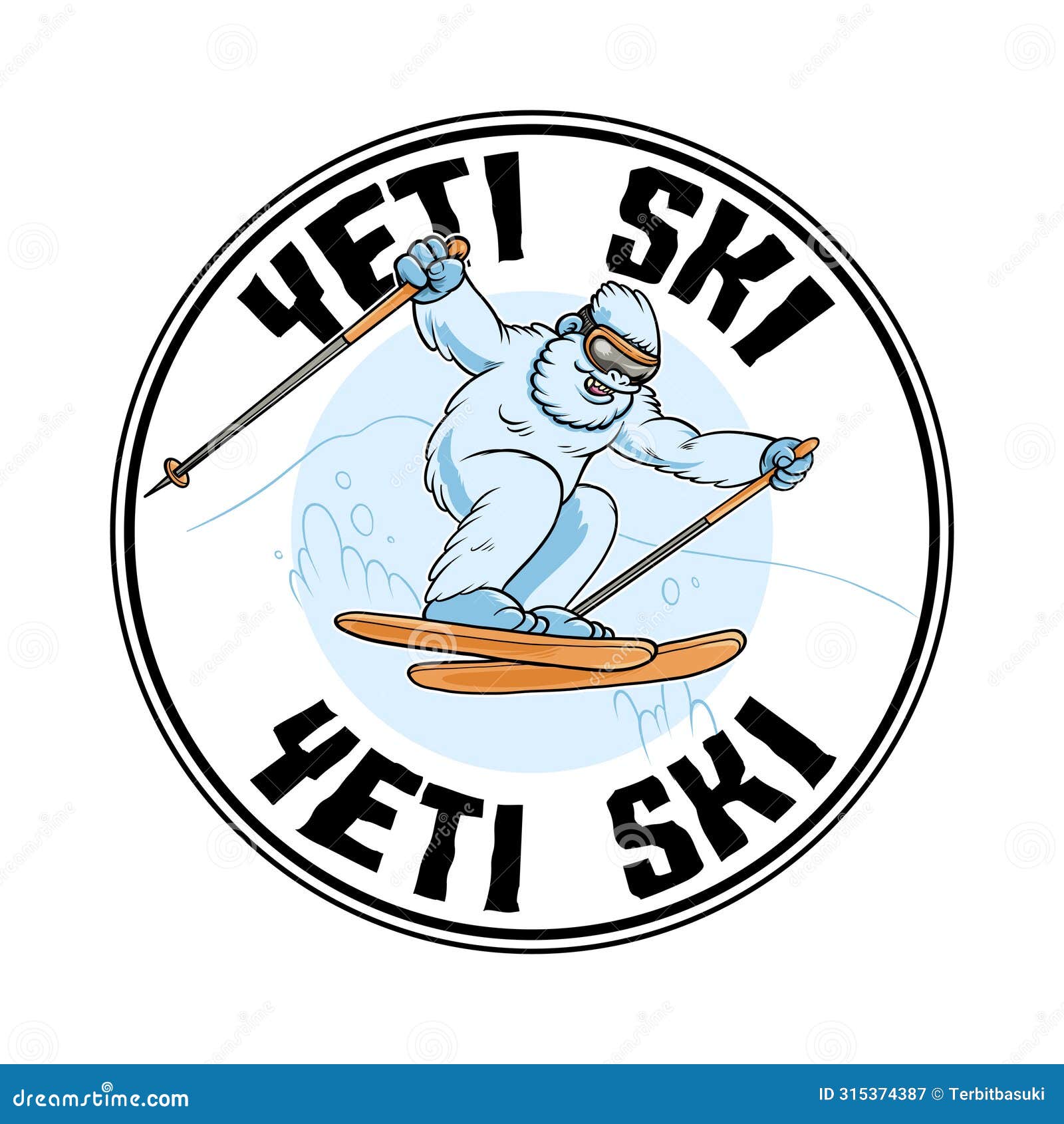 Vector Illustration of Yeti Skiing Stock Illustration - Illustration of ...