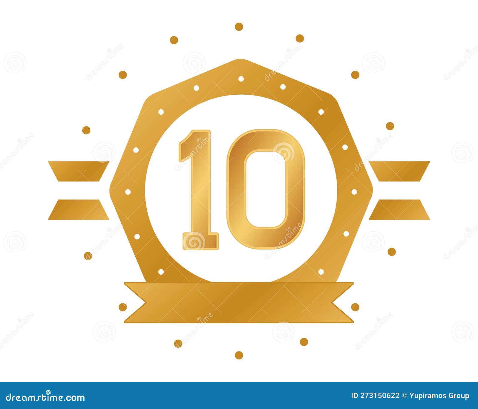 Golden Badge with Number Ten Stock Vector - Illustration of number ...