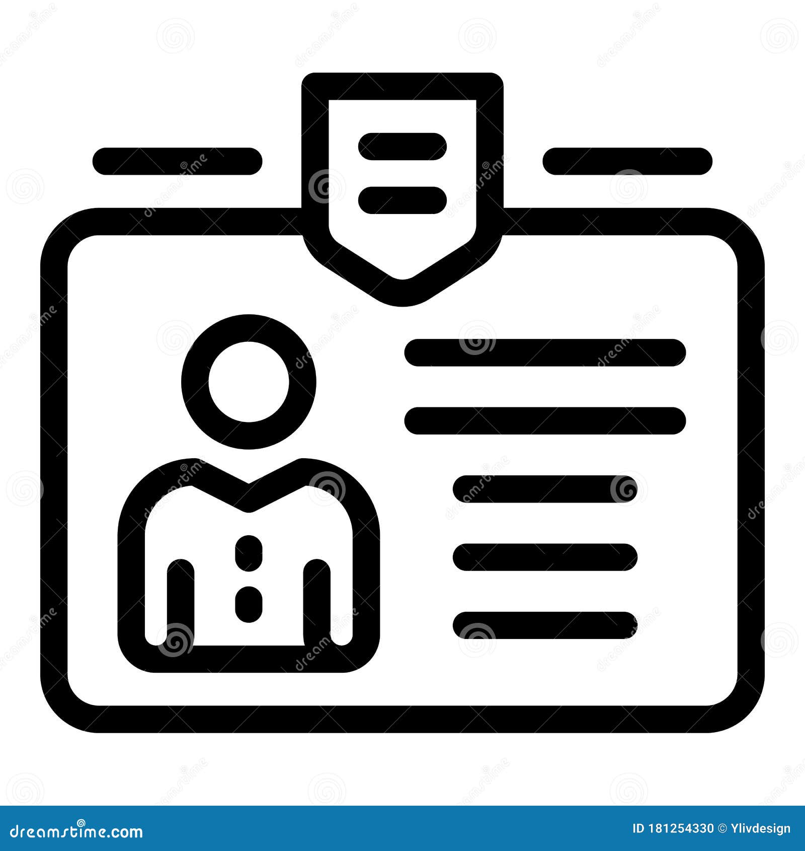 Badge with a Person Icon, Outline Style Stock Vector - Illustration of ...