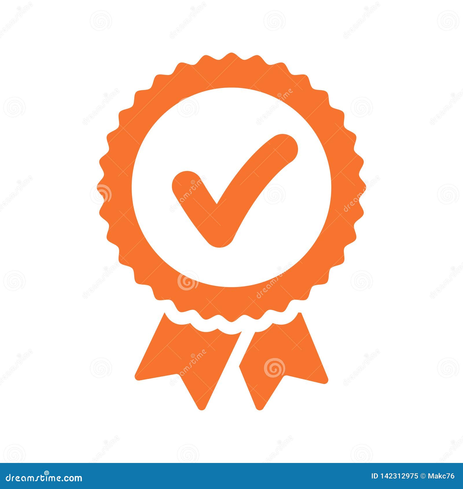 Badge with Ribbons and Check Mark Stock Vector - Illustration of ...