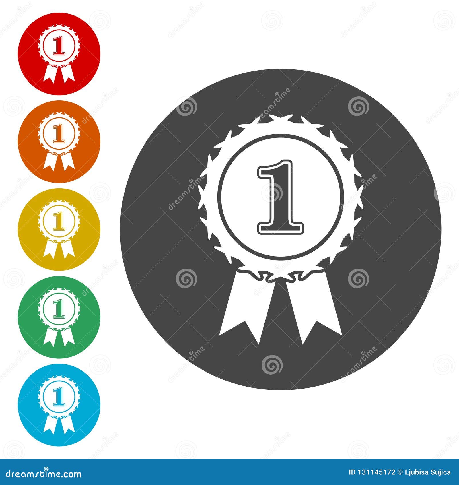 Badge with Ribbons Icon, Winner Icon Stock Vector - Illustration of ...