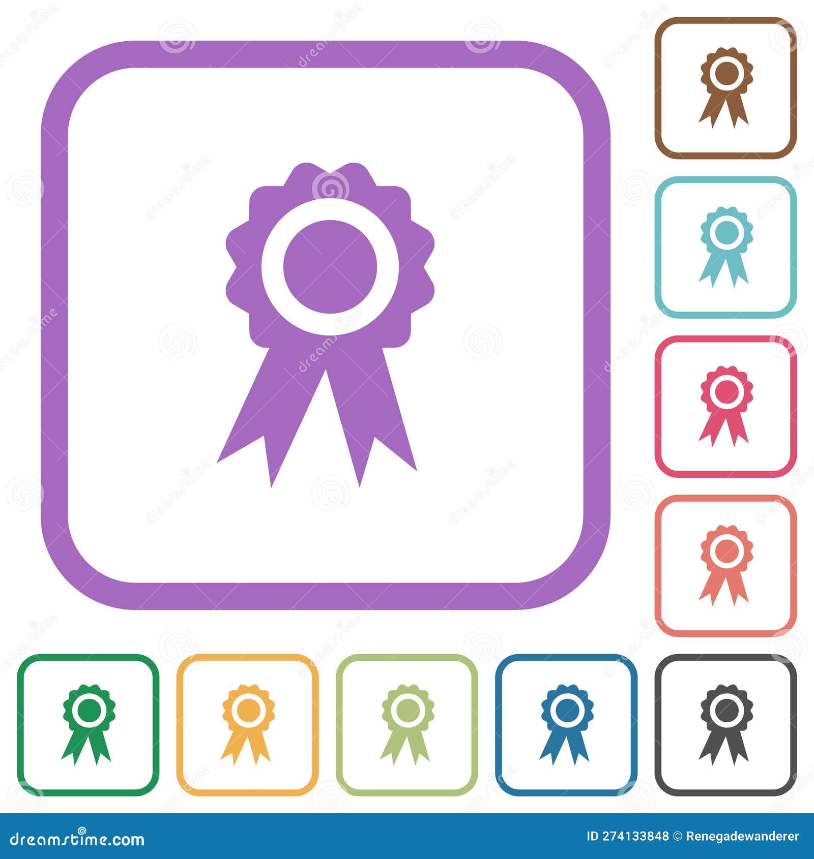 Badge with Ribbons Simple Icons Stock Vector - Illustration of champion ...