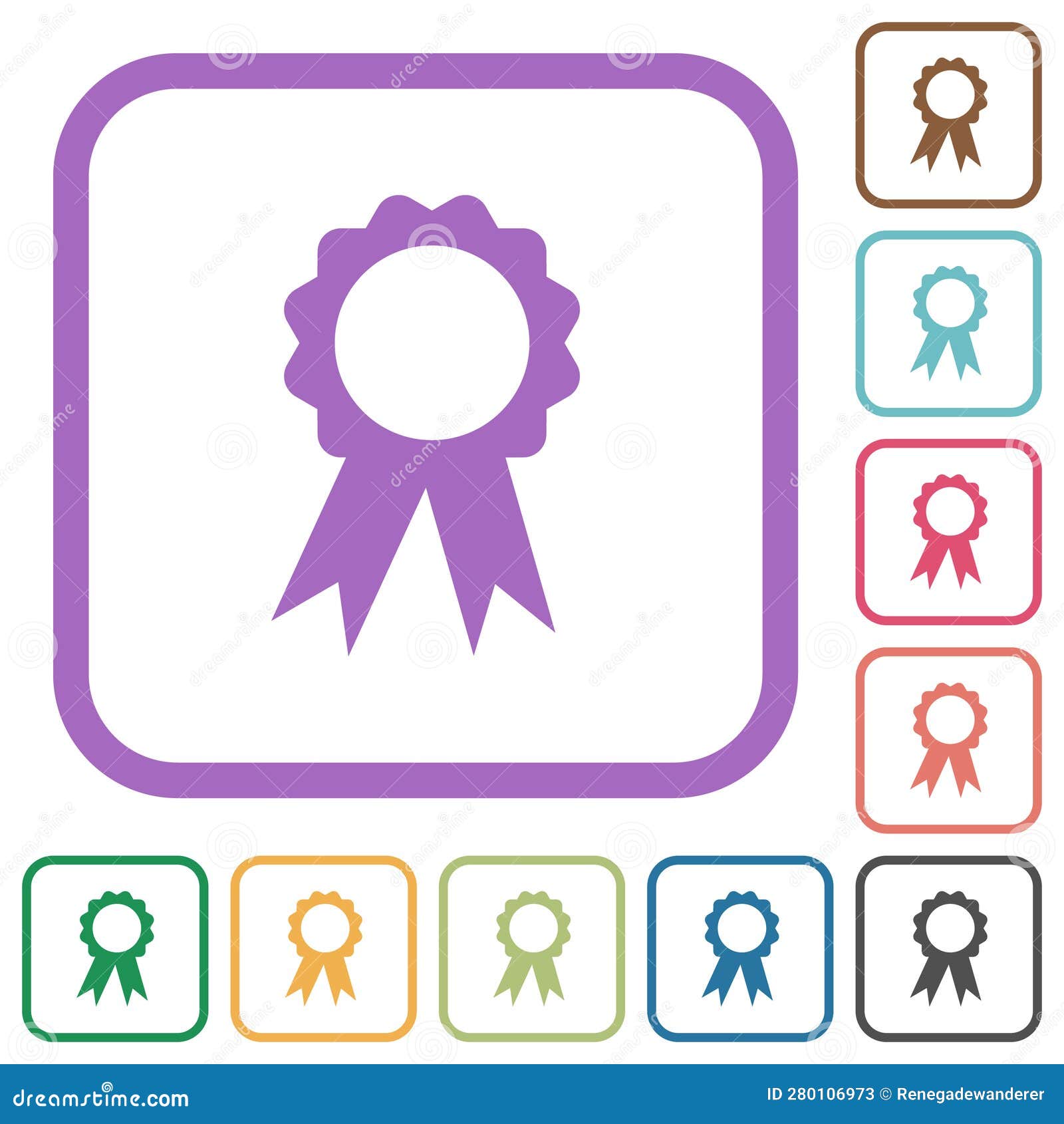 Badge with Ribbons Simple Icons Stock Vector - Illustration of champion ...