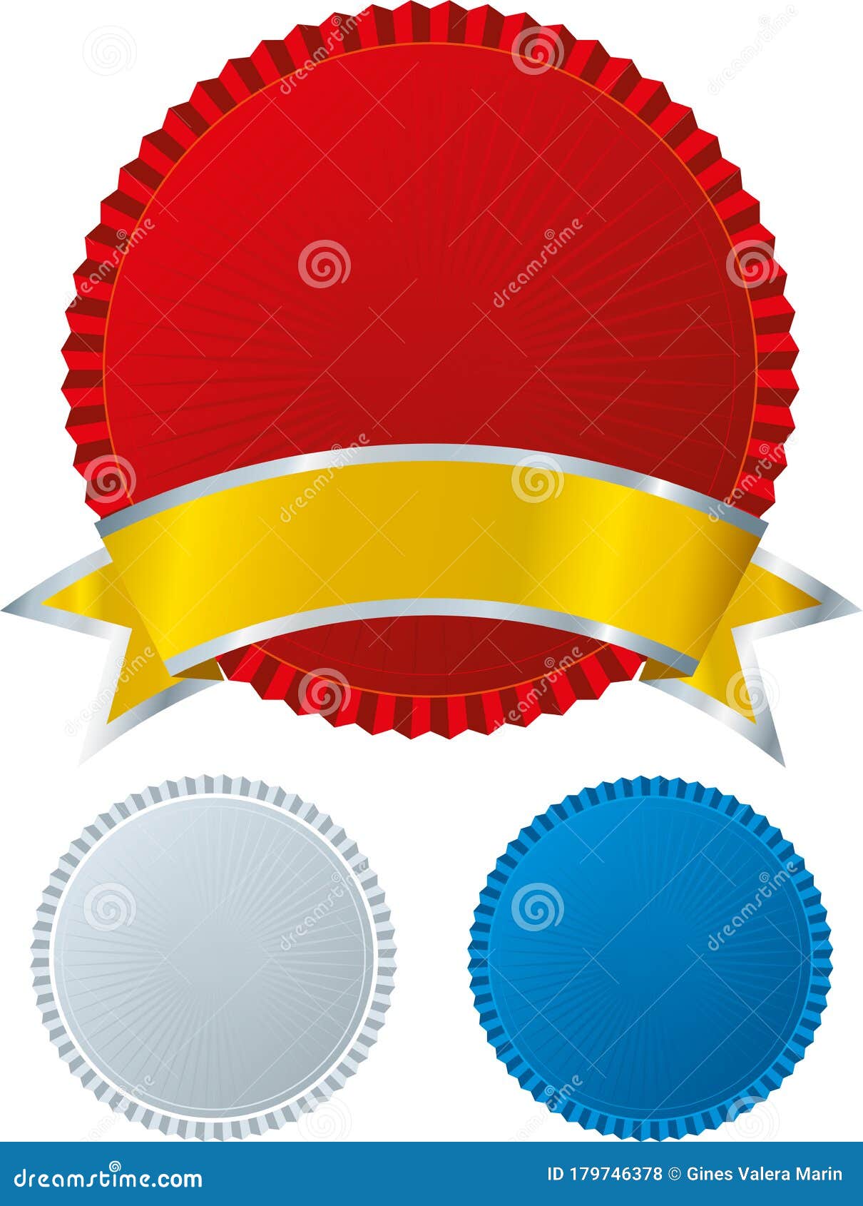 Badge Seal with Ribbon in Three Different Colors Stock Illustration ...