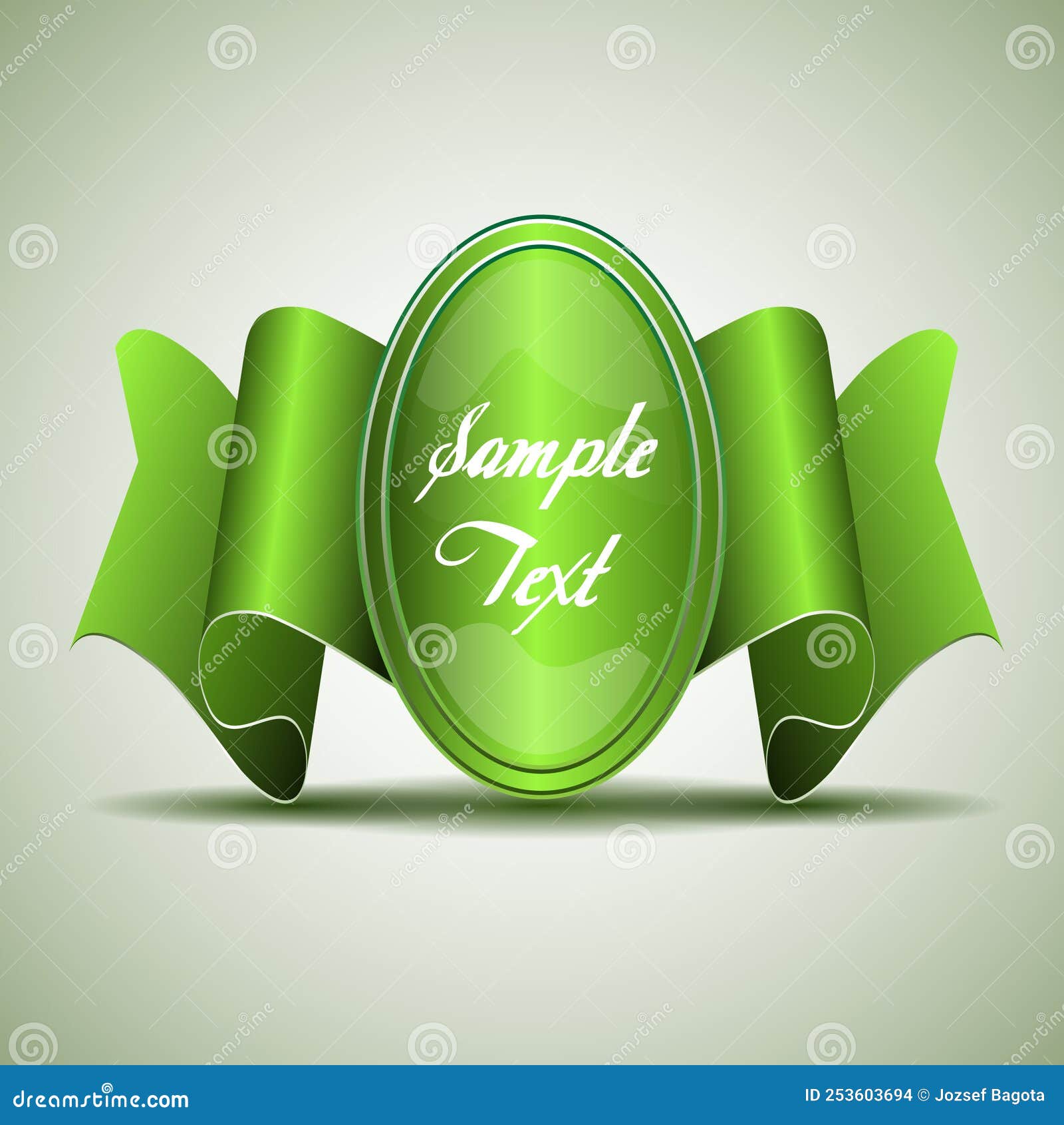 Badge Template with Green Ribbon Stock Vector - Illustration of banner ...