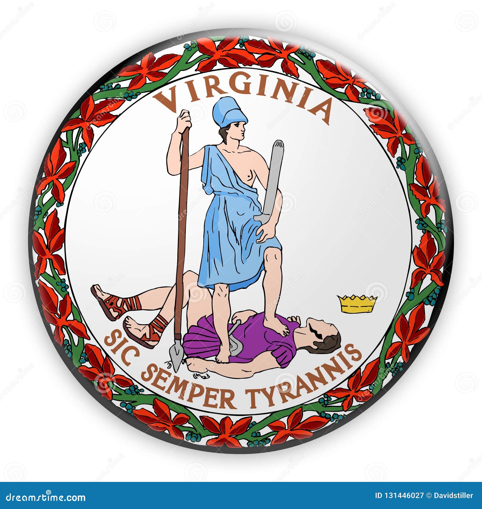 Badge US State Seal Virginia 3d Illustration Stock Illustration ...