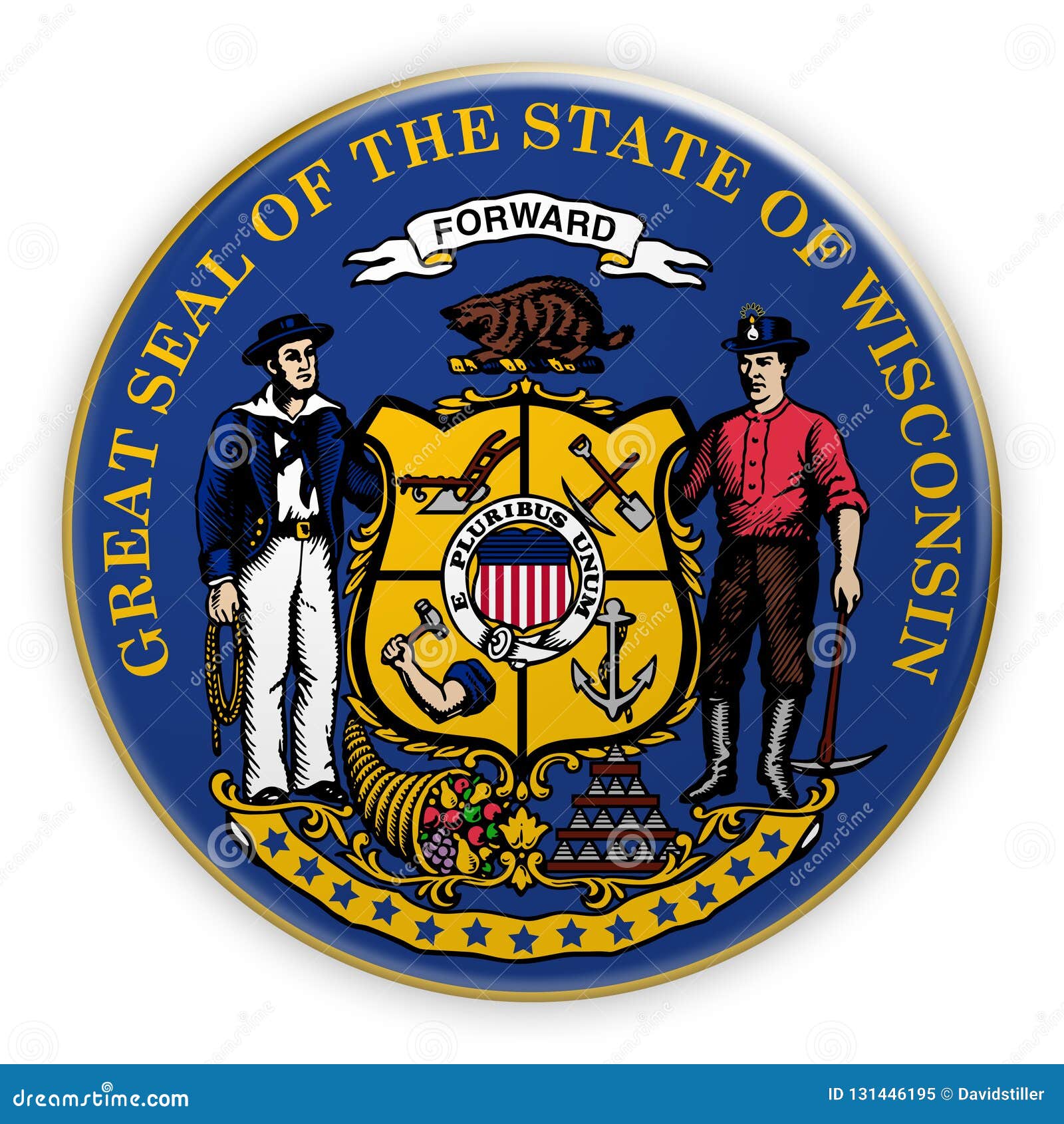 Badge US State Seal Wisconsin 3d Illustration Stock Illustration ...