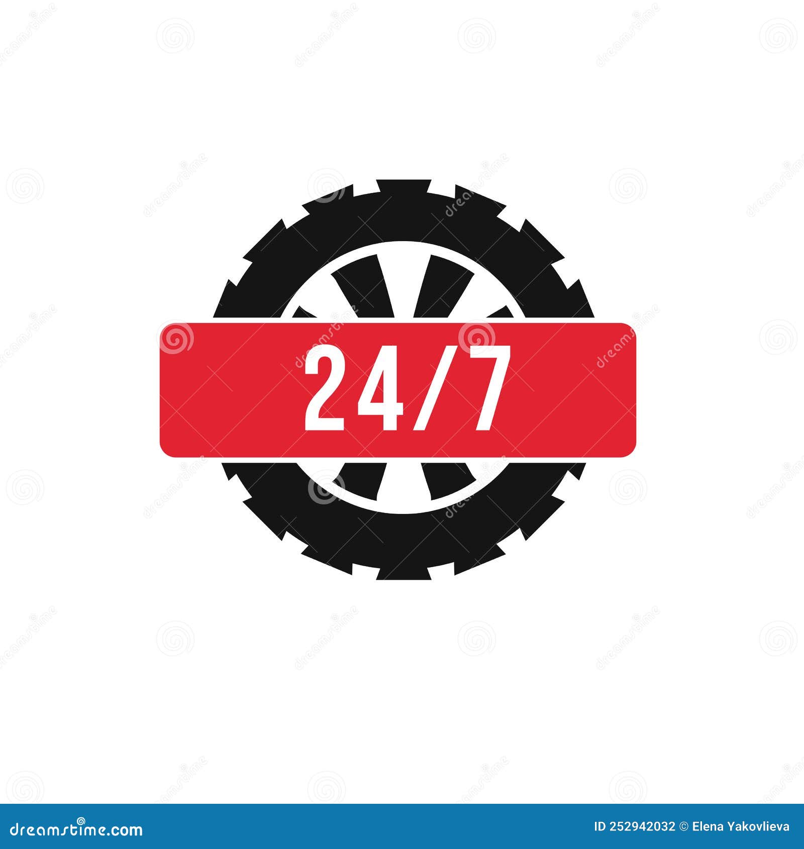24 7 Badge with Wheels. Vector Illustration Stock Vector - Illustration ...