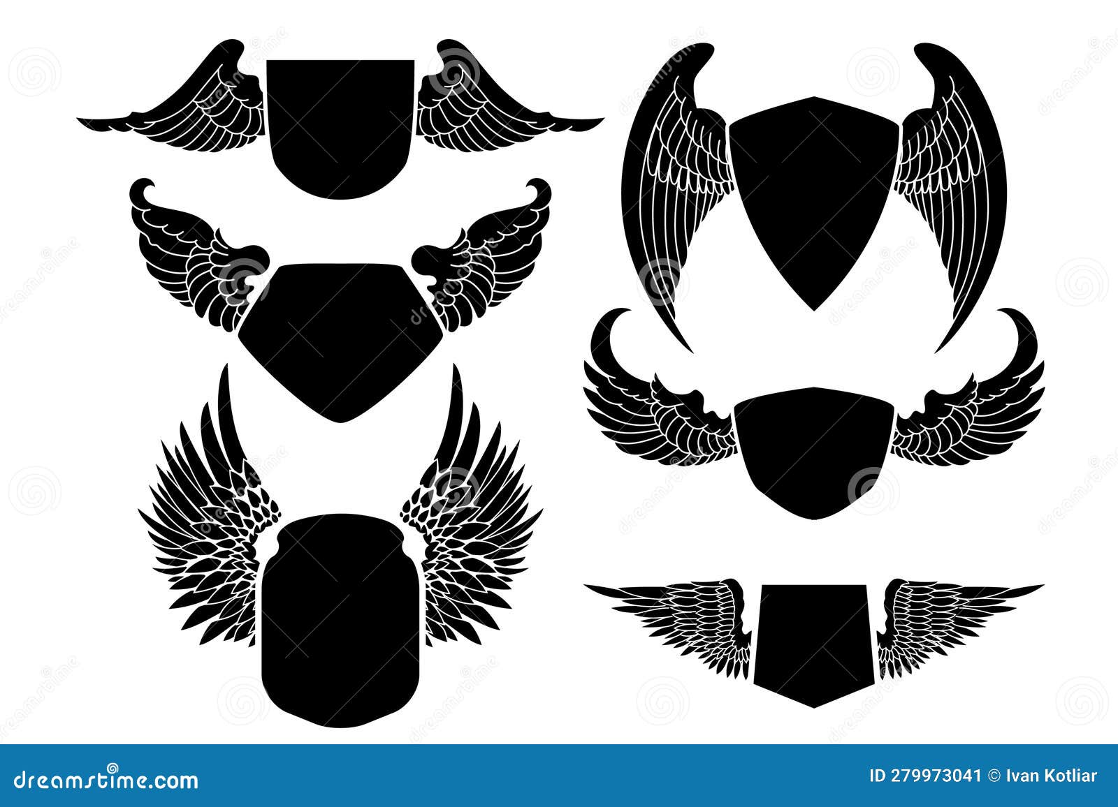 Badge with Wings. Emblem with Angel Wings Stock Vector - Illustration ...