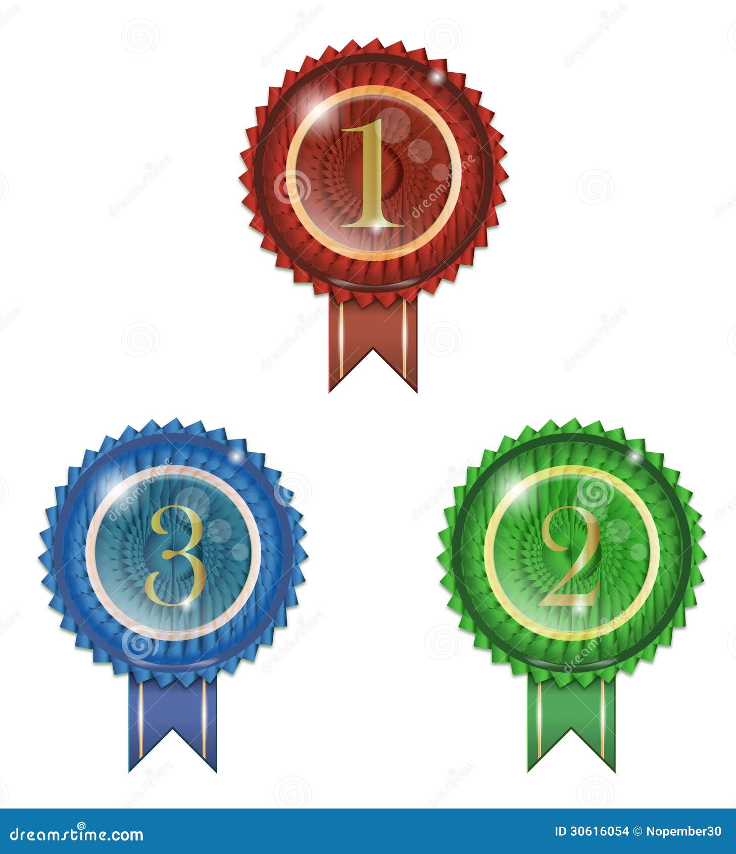 Badge Winner Award With Ribbon. Vector Illustration Isolated On White ...