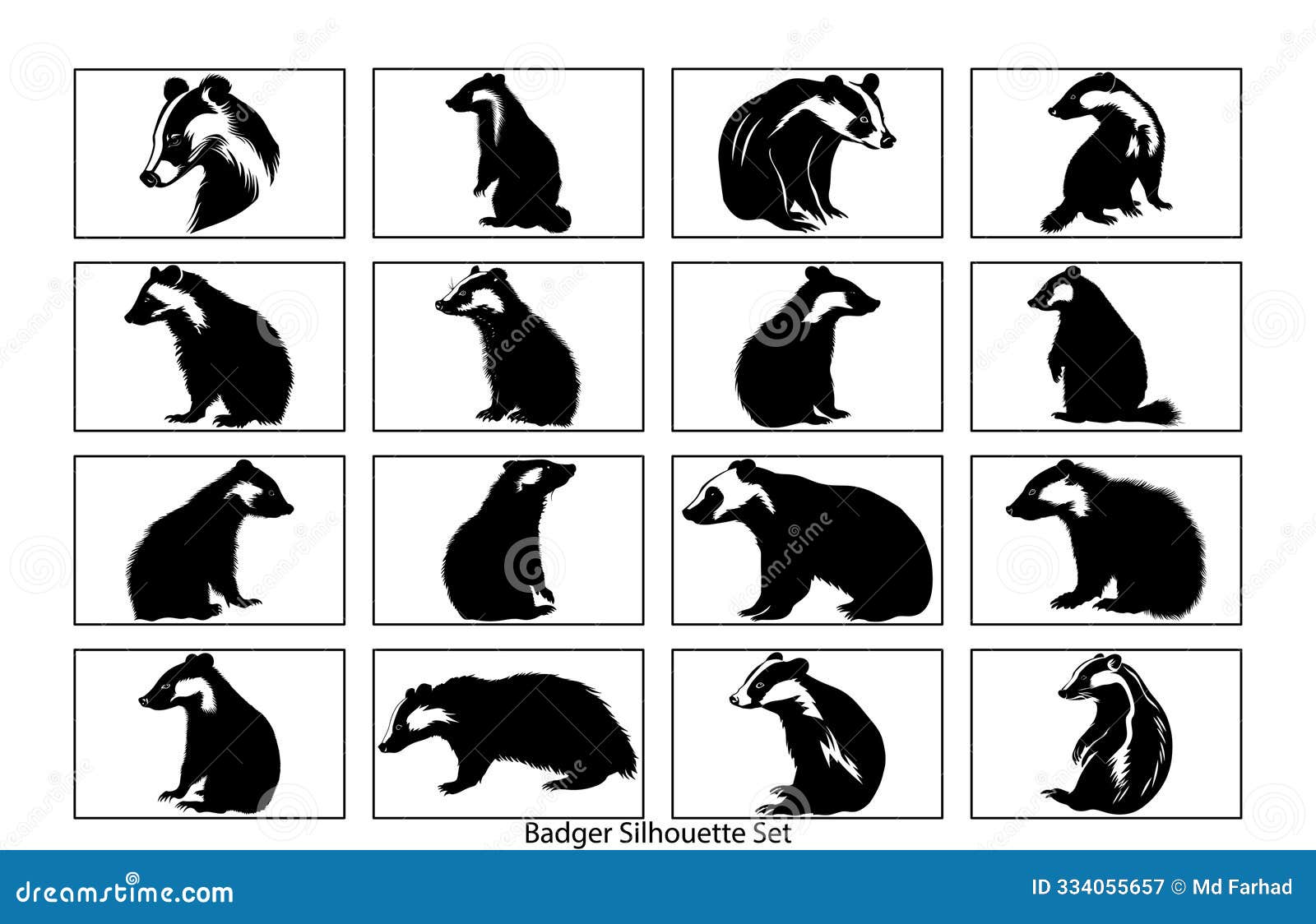 Badger Black Silhouette Desain, Badger Silhouette View Side for Retro ...
