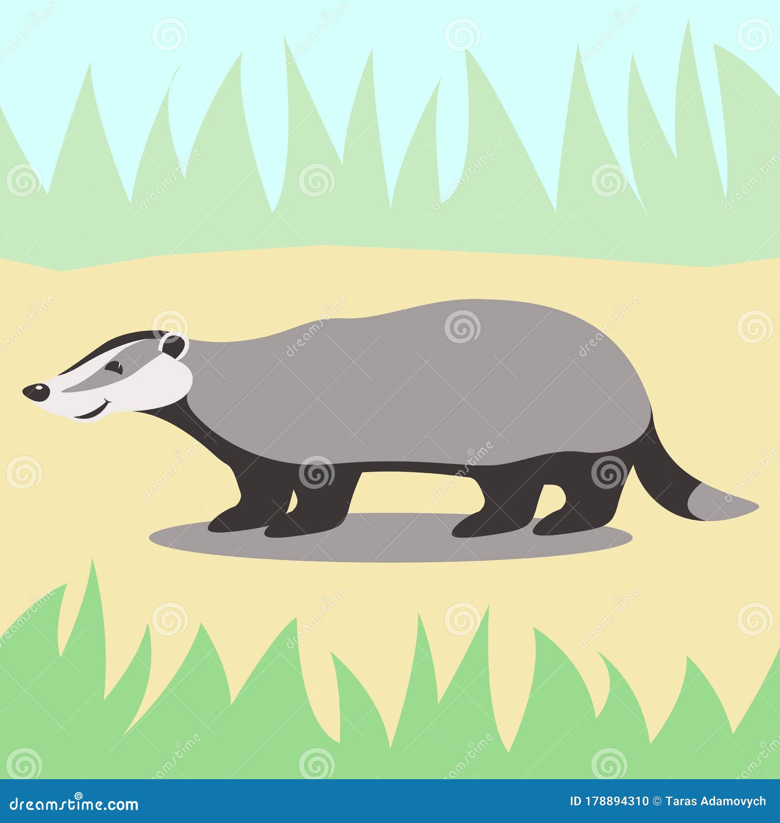 Badger Cartoon,flat Style , Profile Side Stock Vector - Illustration of ...