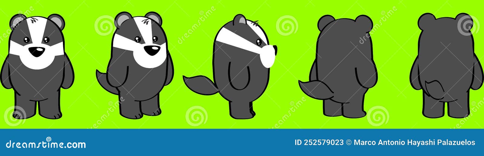 Badger Cartoon Perspective Pack Set Collection Stock Vector ...