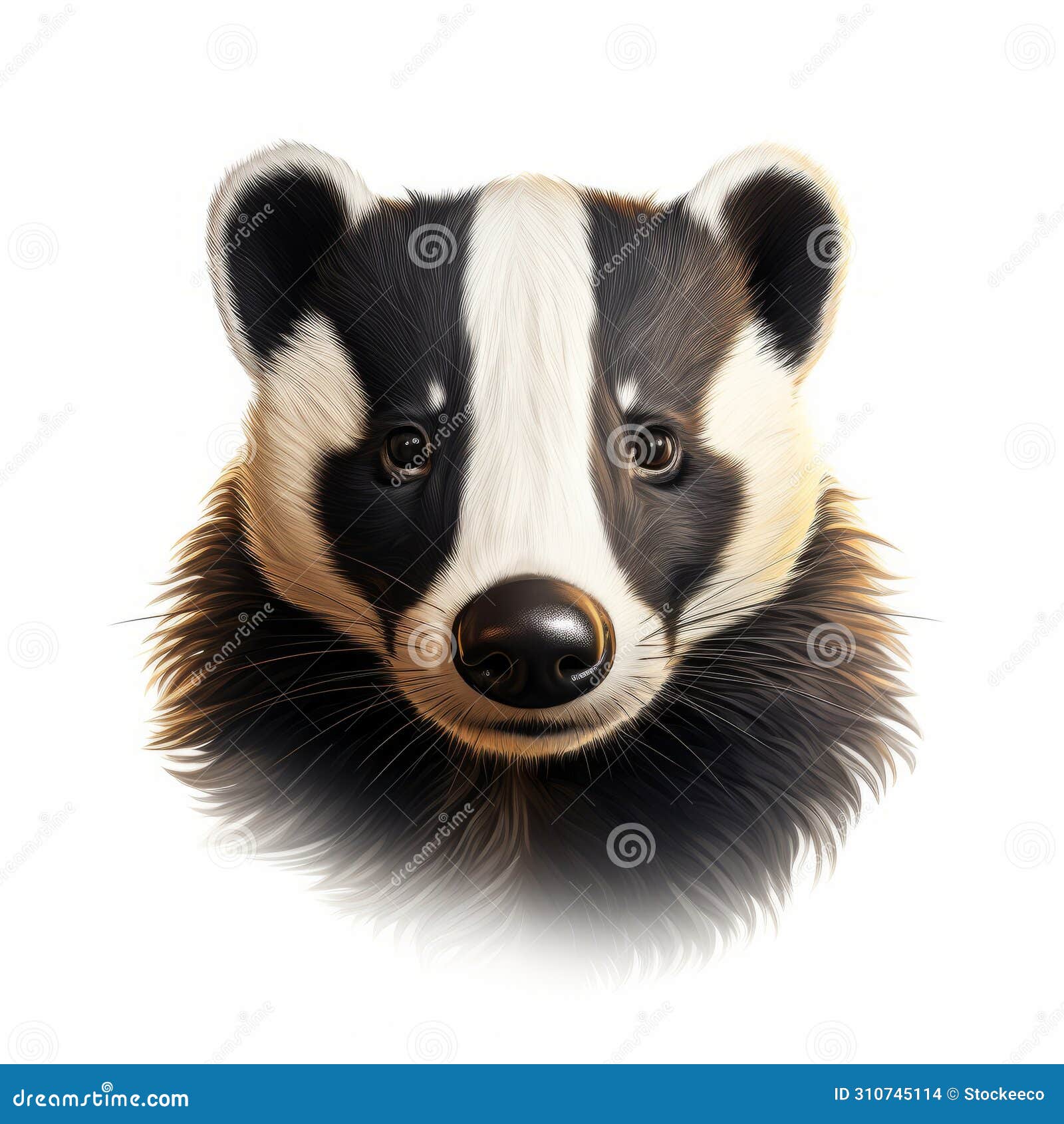 Detailed Badger Close-up Flat Drawing on White Background in 8k Stock ...