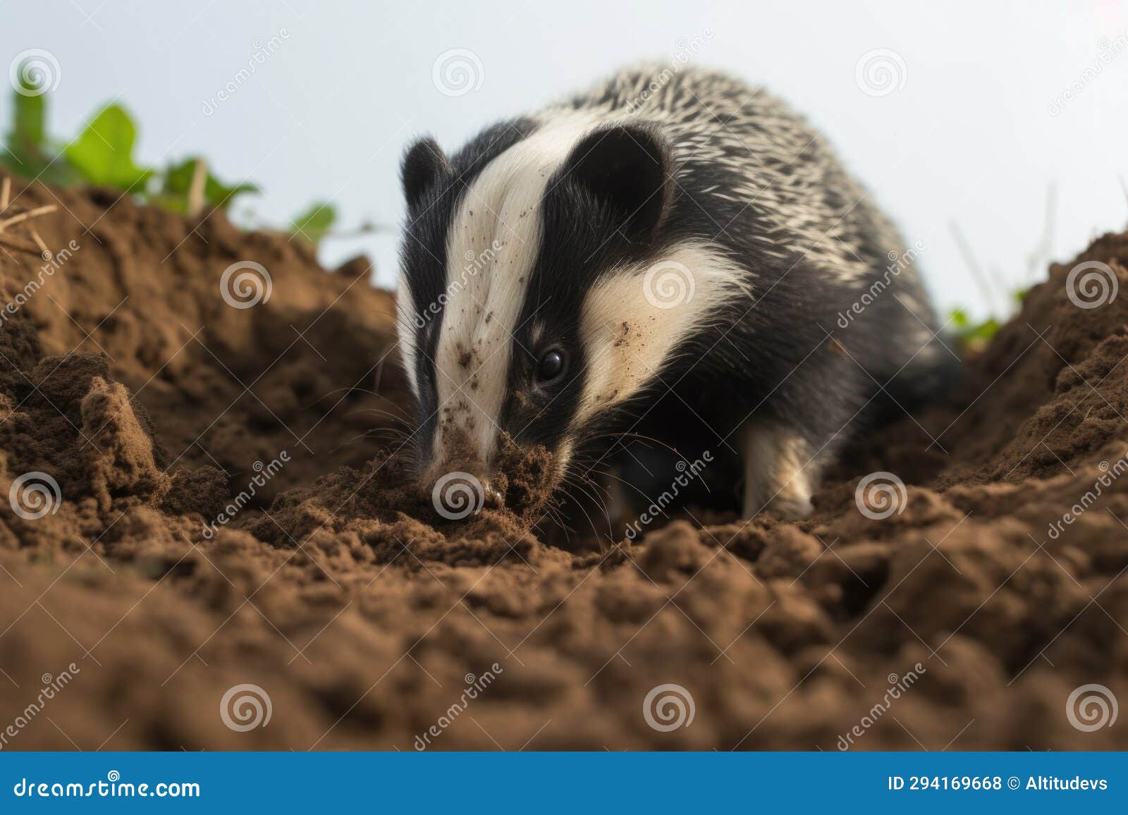 A Badger Digging a Burrow in the Dirt Stock Photo - Image of burrow ...