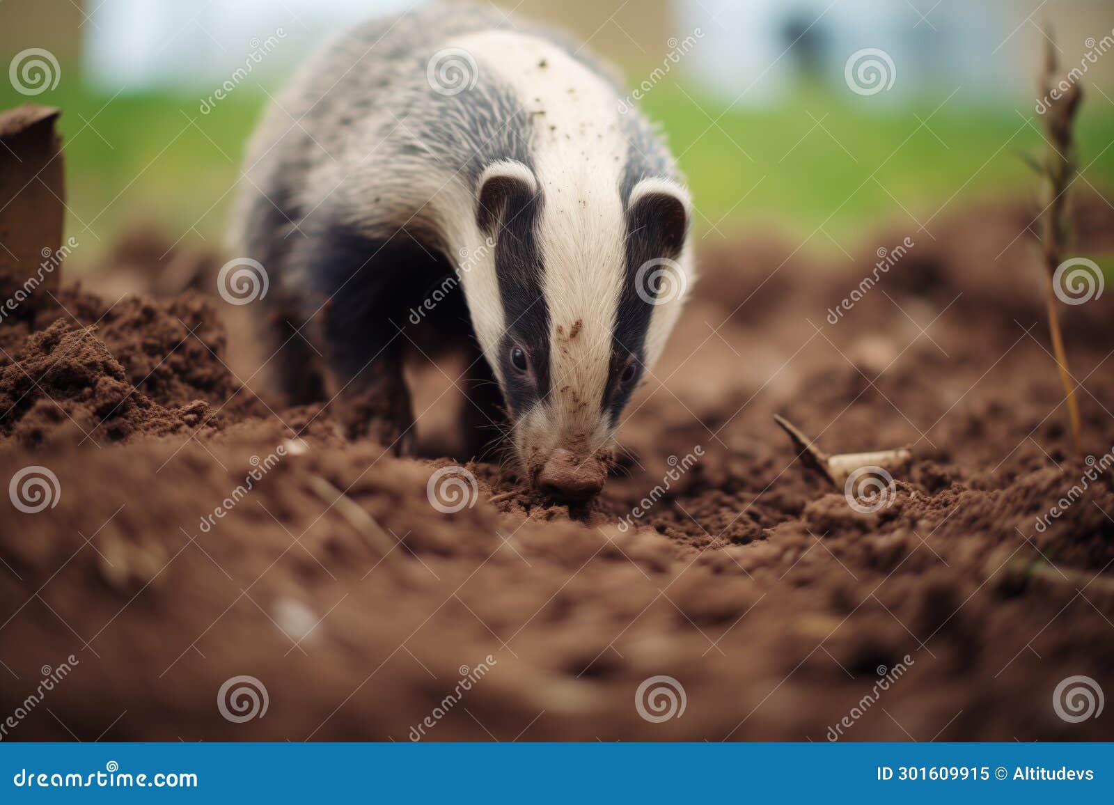 Badger Digging Soil Outside Its Burrow Stock Image - Image of outdoors ...
