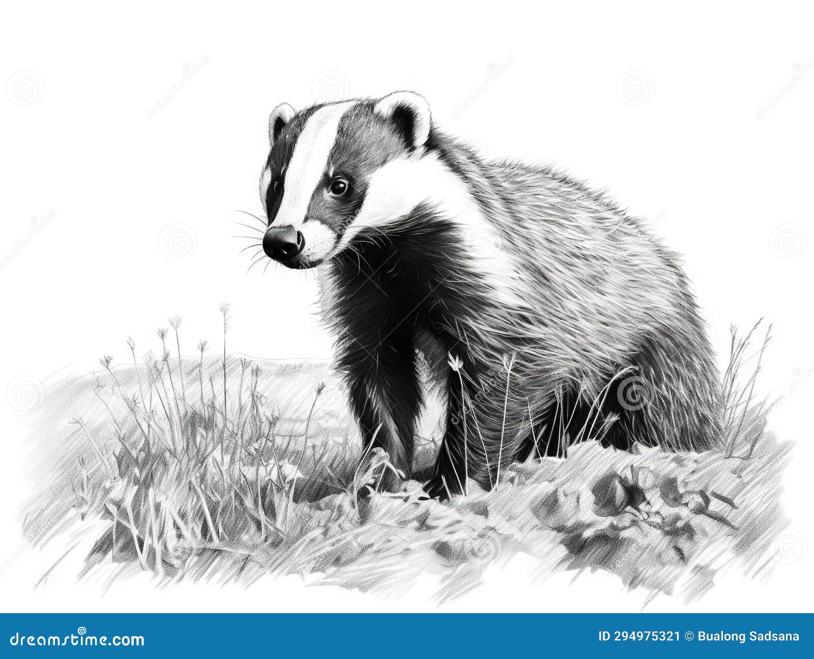 Badger Sketch Vector Graphics Black And White Drawing | CartoonDealer ...