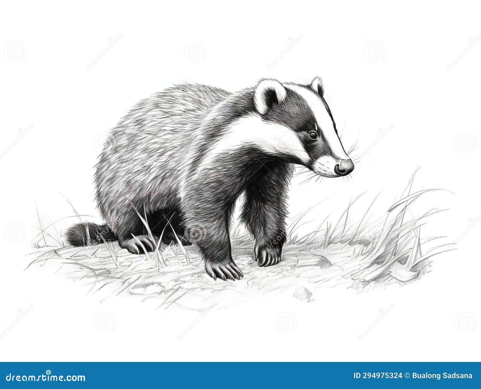 Badger Sketch Vector Graphics Black And White Drawing | CartoonDealer ...