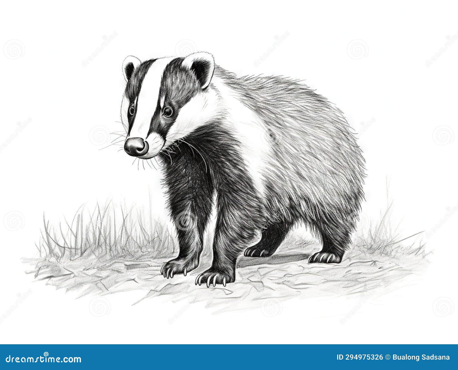 Badger Sketch Vector Graphics Black And White Drawing | CartoonDealer ...