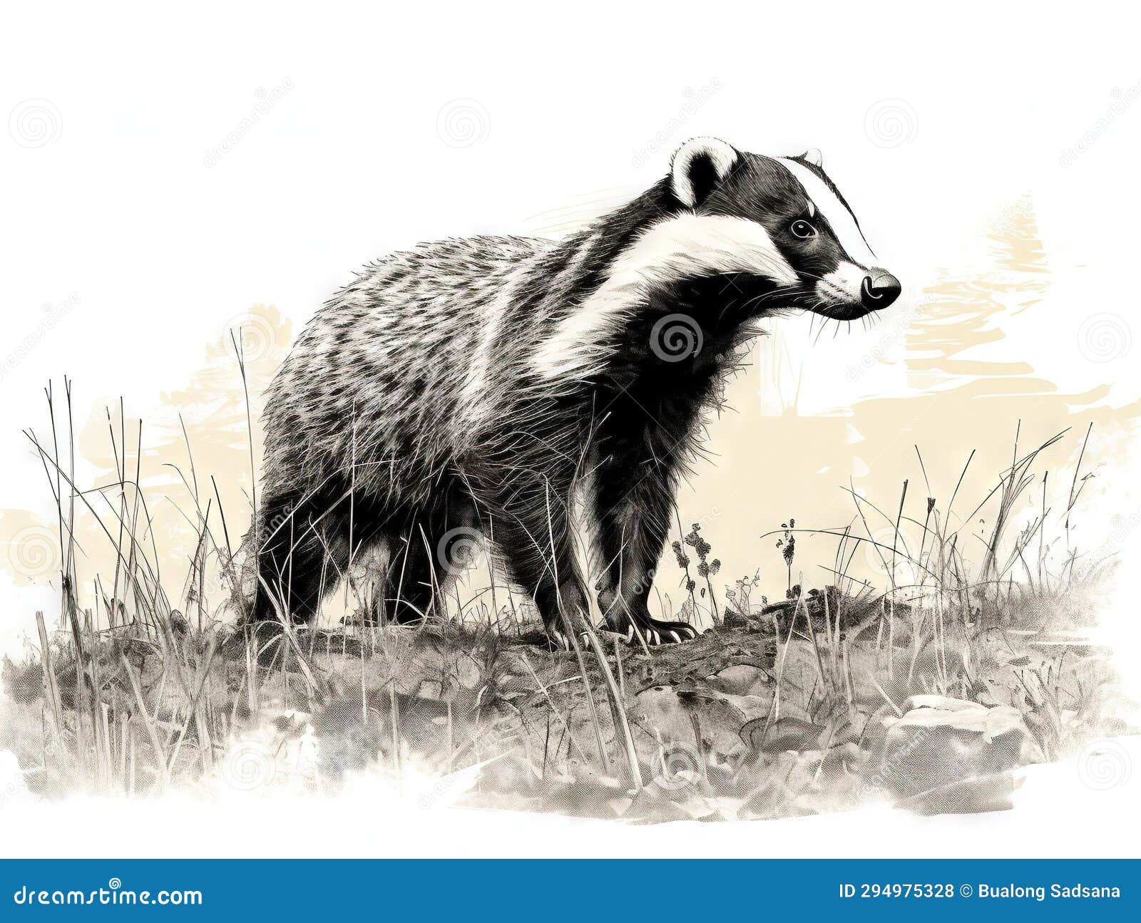 Badger Sketch Vector Graphics Black And White Drawing | CartoonDealer ...