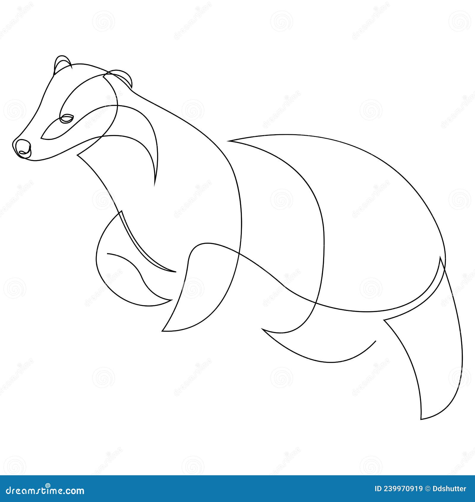 Badger Drawn in Single Continuous Line Style. Vector Illustration Stock ...