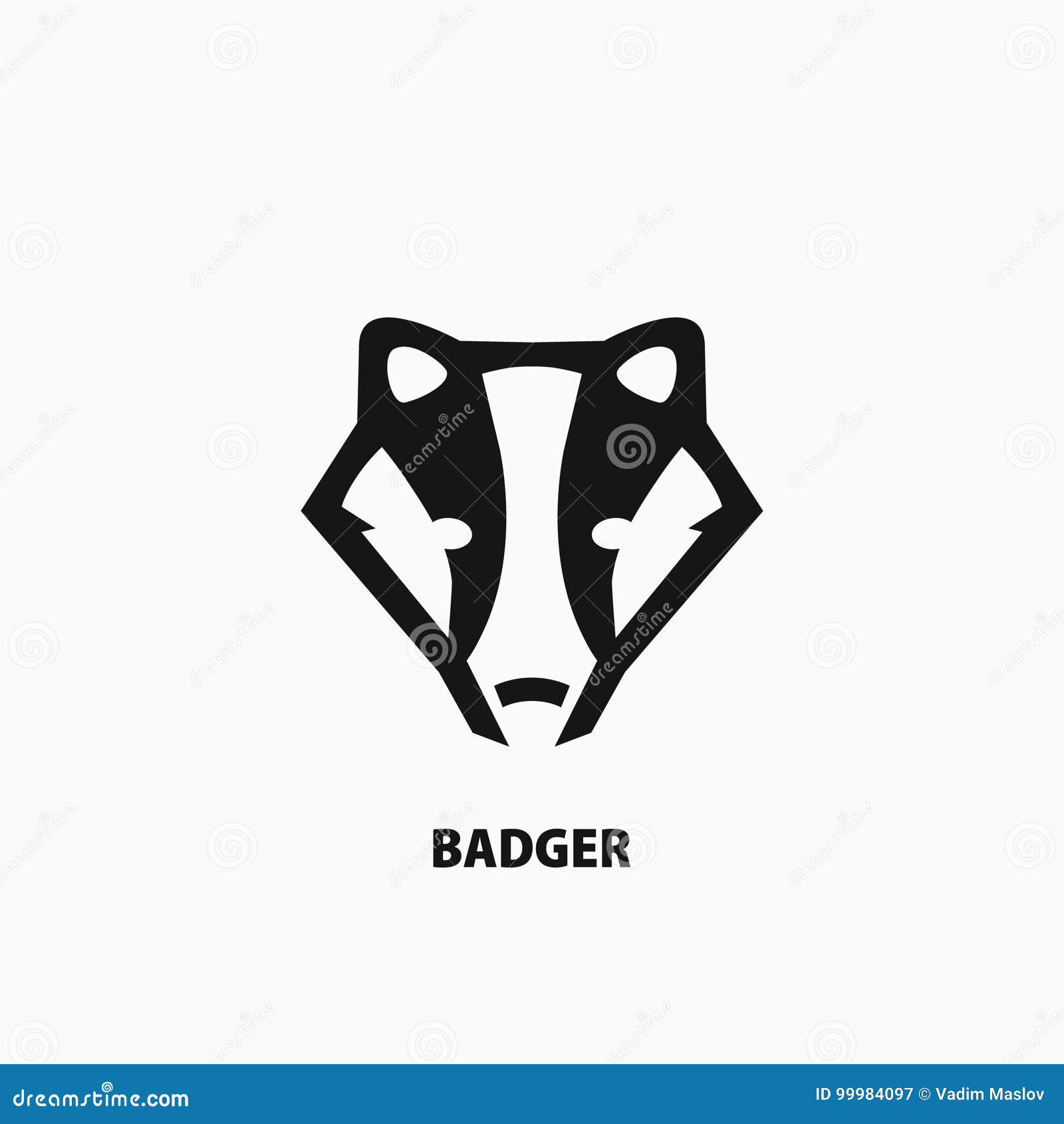 Badger Head Vector Illustration In Black, Isolated On White Background ...