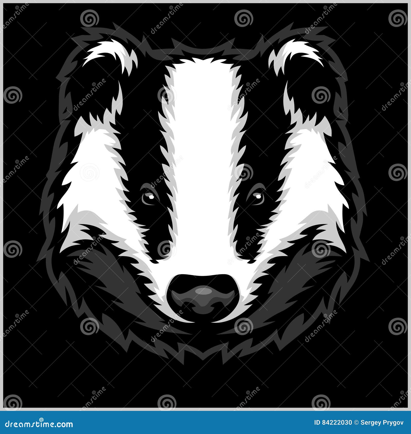 Badger Head Vector Illustration In Black, Isolated On White Background ...
