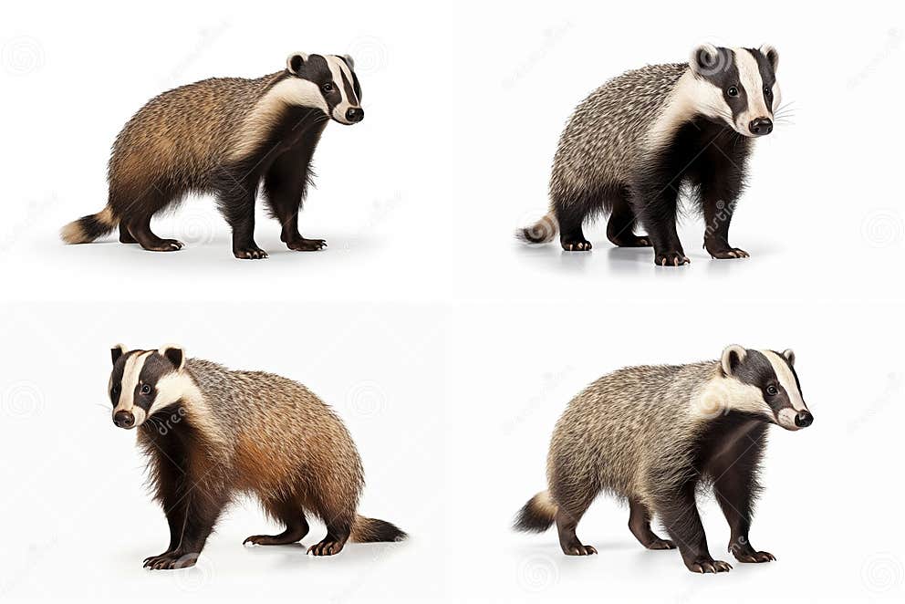 Badger Set Isolated on White Background Stock Illustration ...