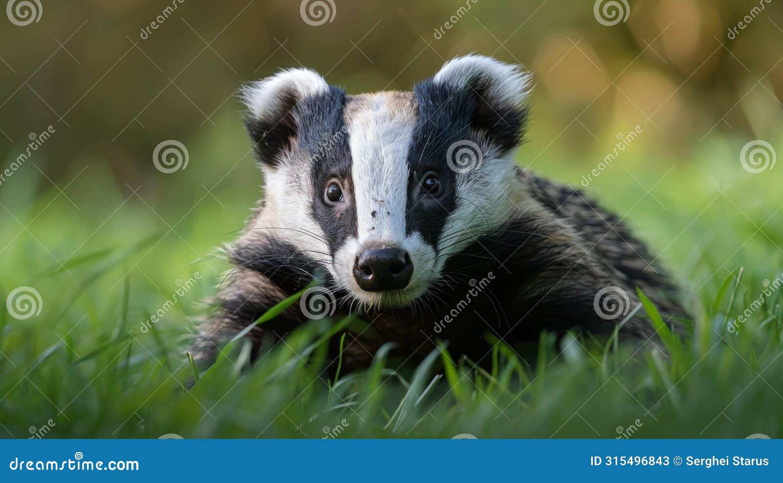 A Badger is Sitting in the Grass Looking at Something, AI Stock Image ...