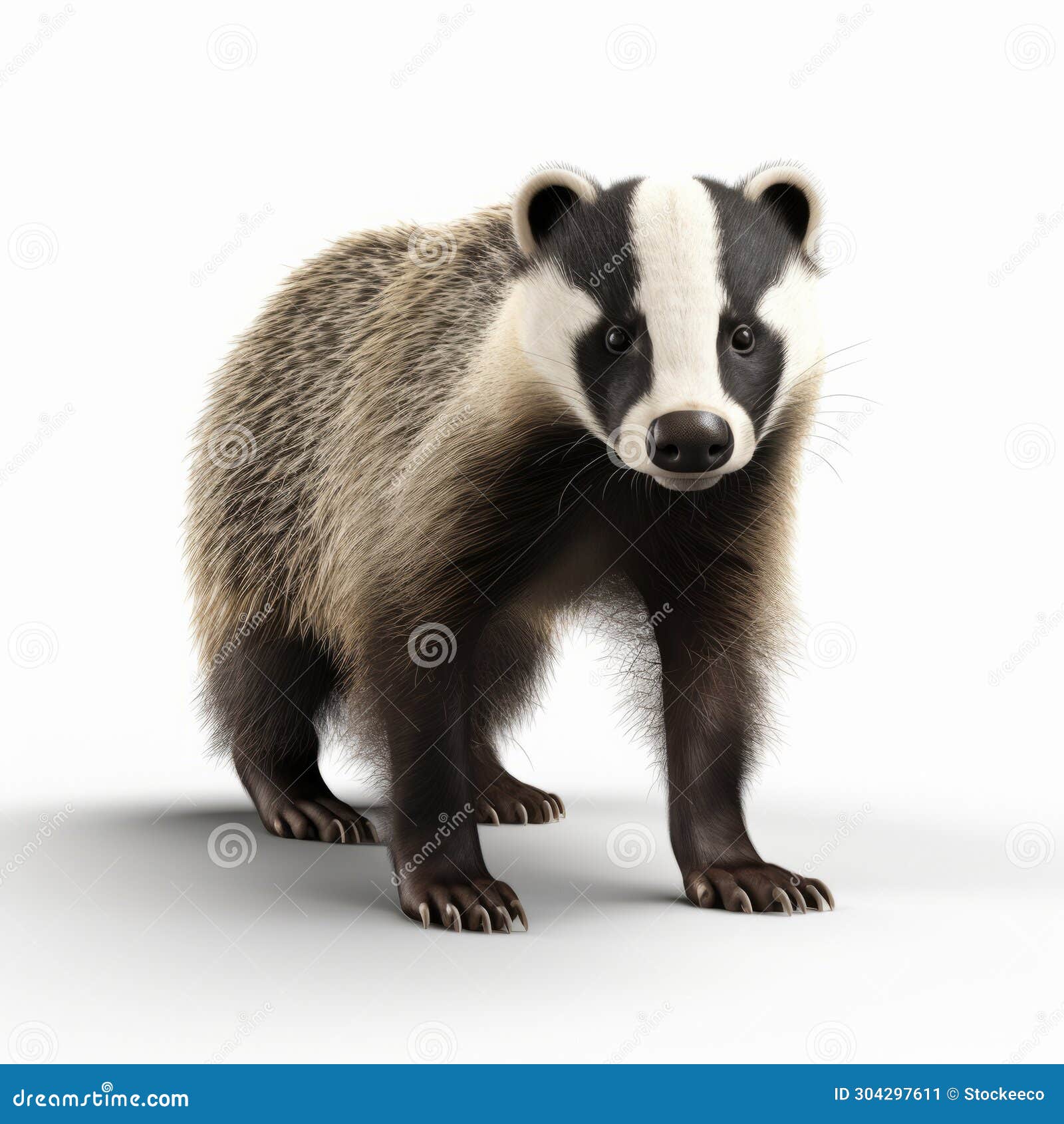 Intense Gaze: 3d Render of Badger on White Background Stock ...