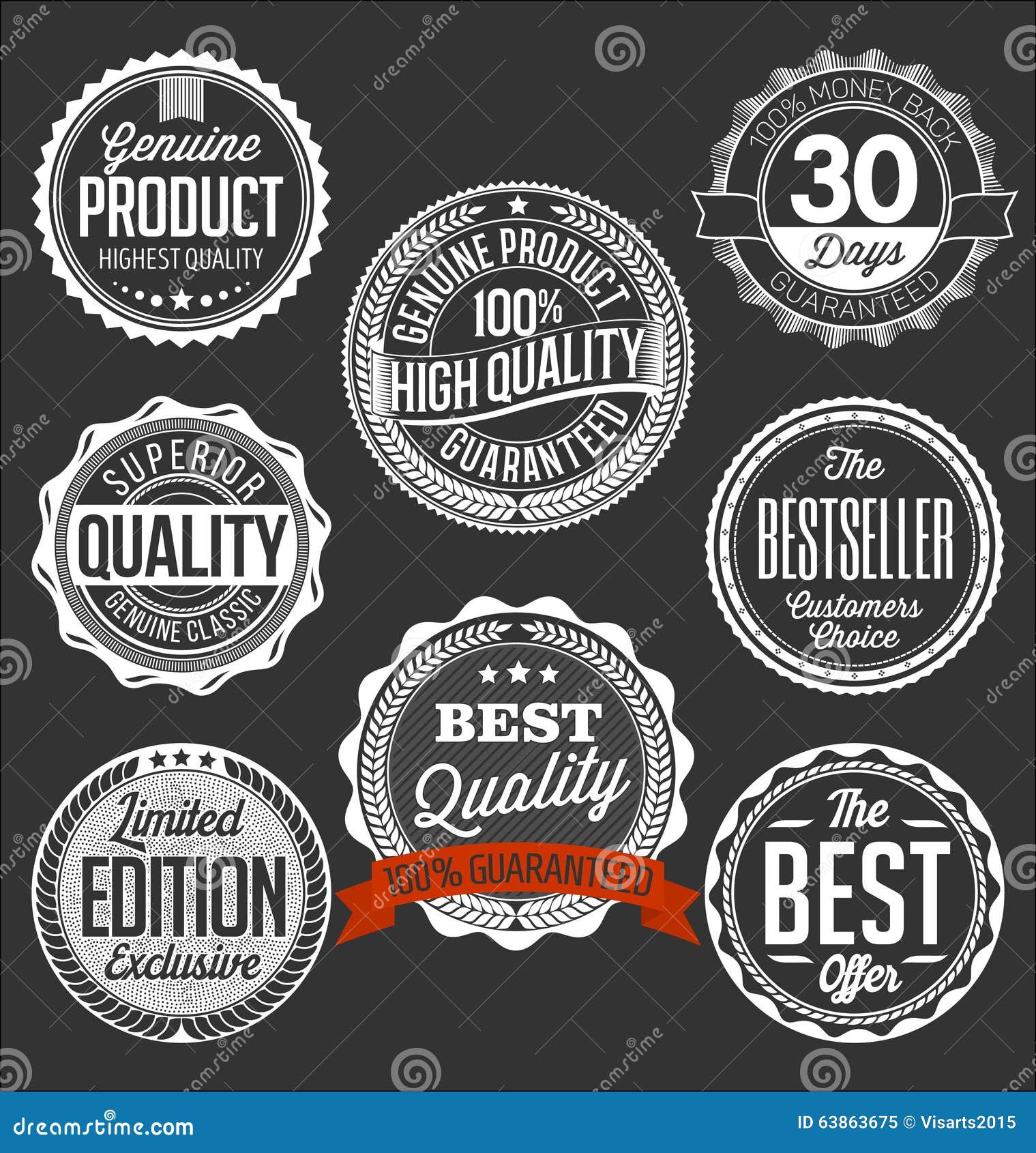 Badges Collection. White on a Black Background, Limited Edition Stock ...