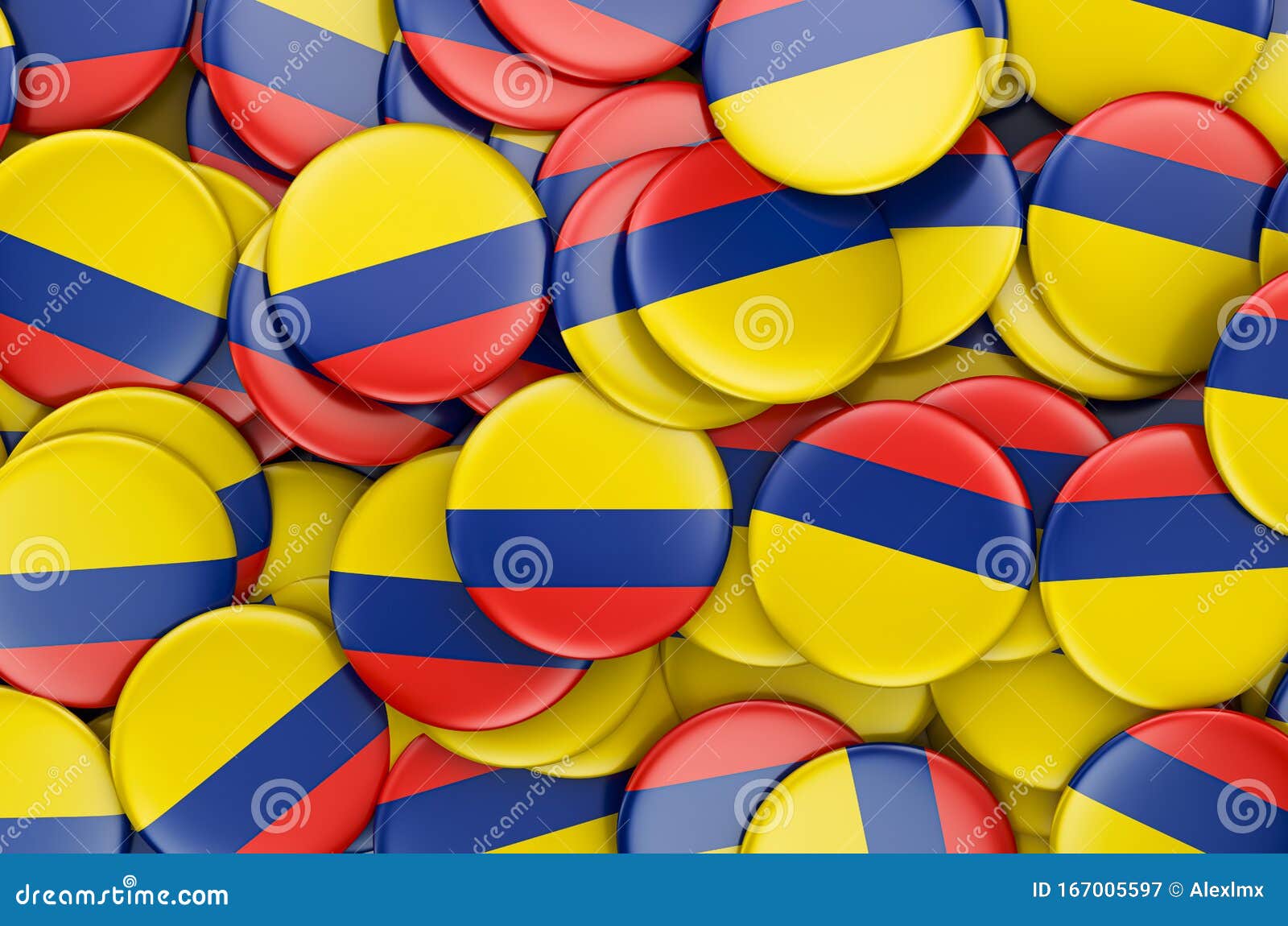 Badges with Flag of Colombia, 3D Rendering Stock Illustration ...